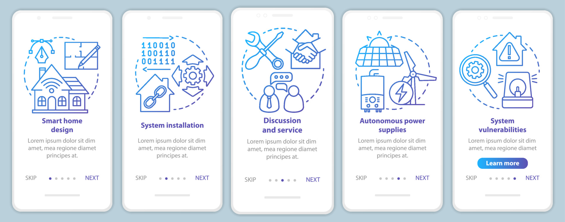 Smart Home Onboarding Mobile App Page Screen Vector Template Home Automation System Design And