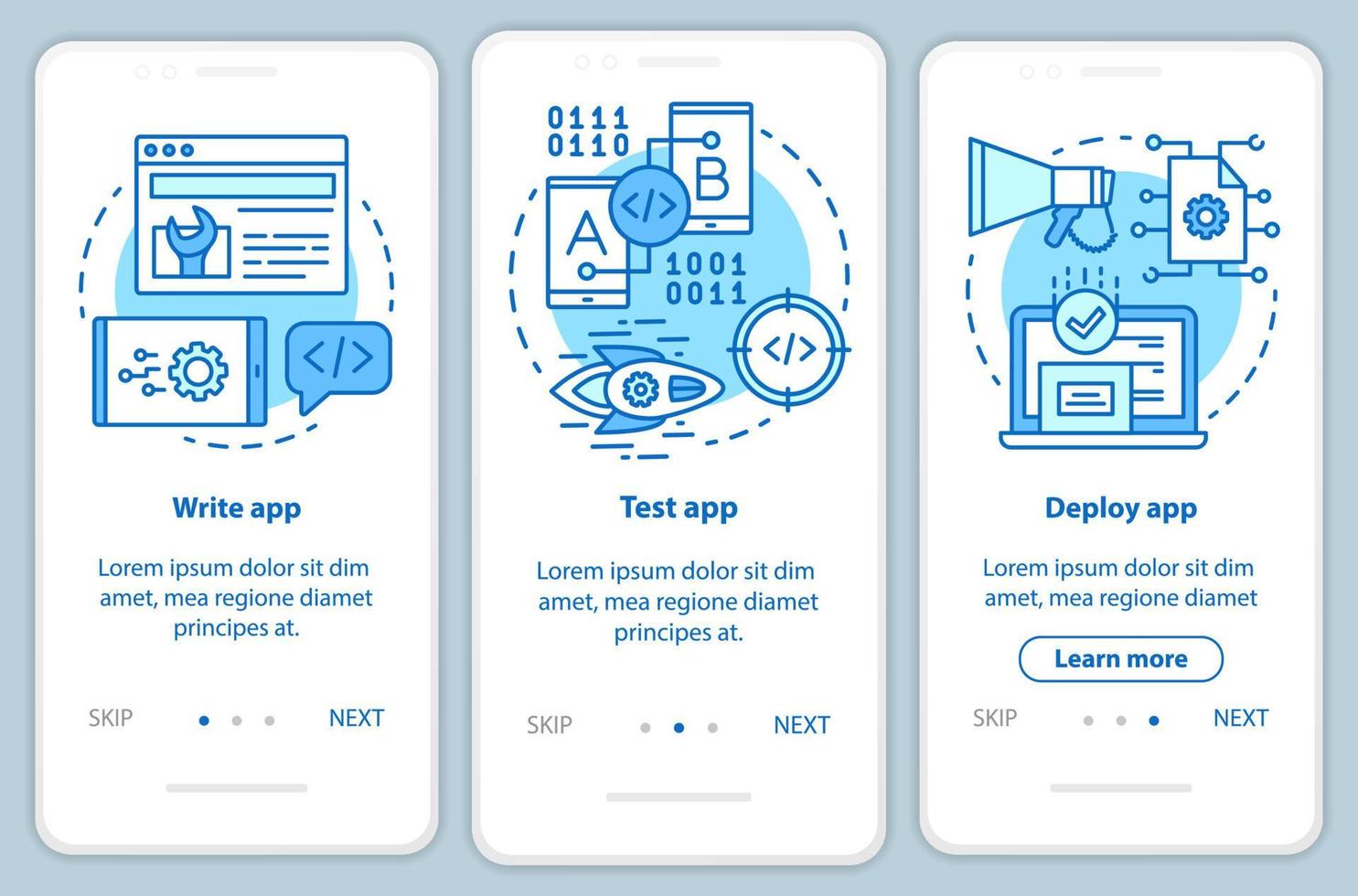 Application Development Onboarding Mobile App Page Screen Vector