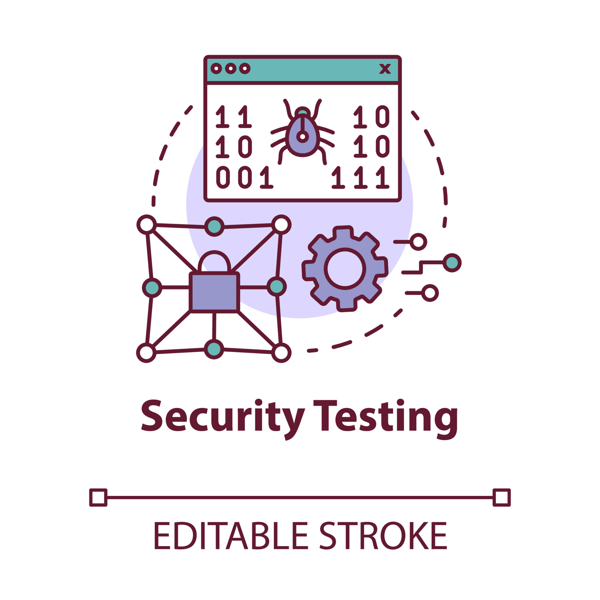 Security Testing Concept Icon Software Development Stage Idea Thin
