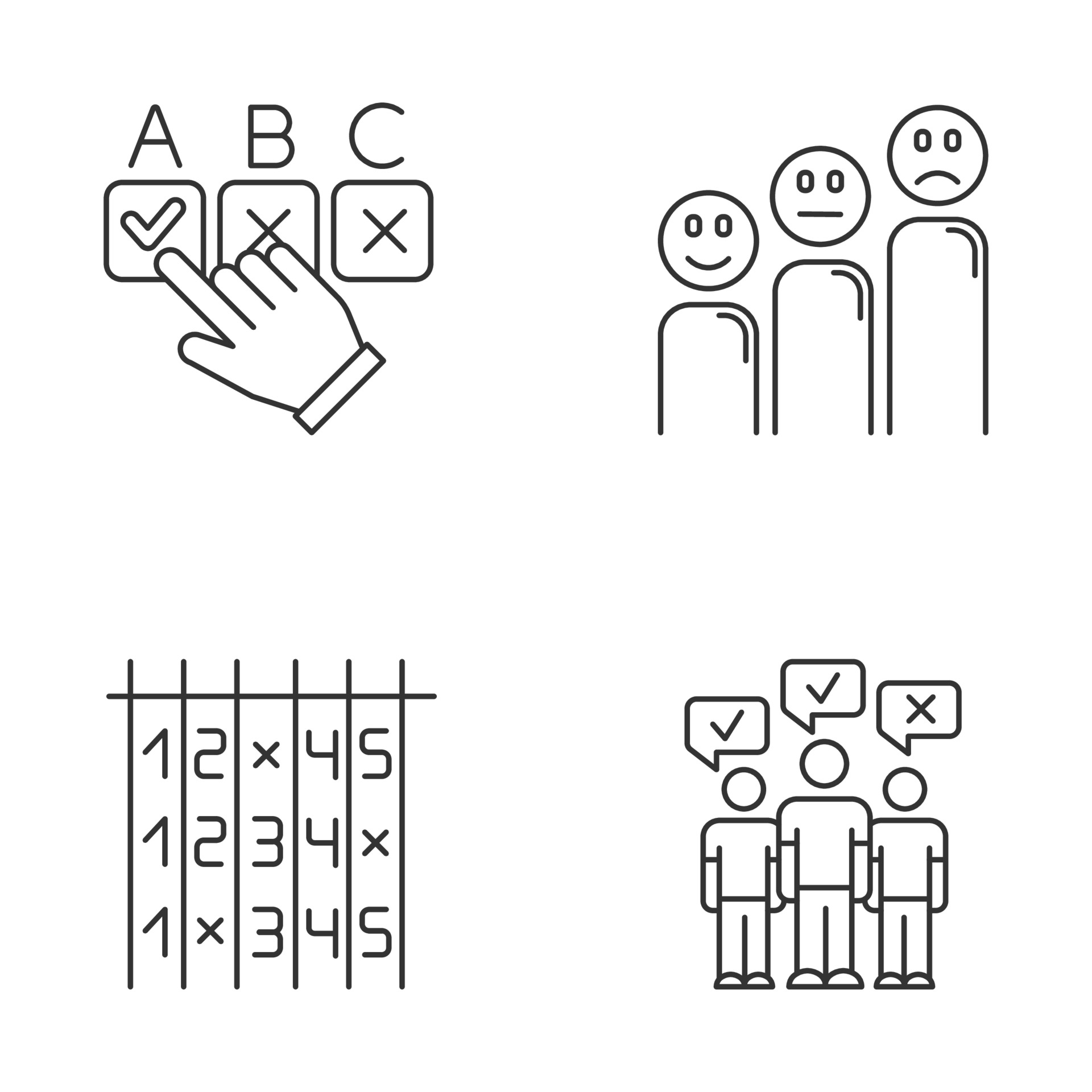 Survey Linear Icons Set Choosing Option Customer Satisfaction Level With Emoticons Select
