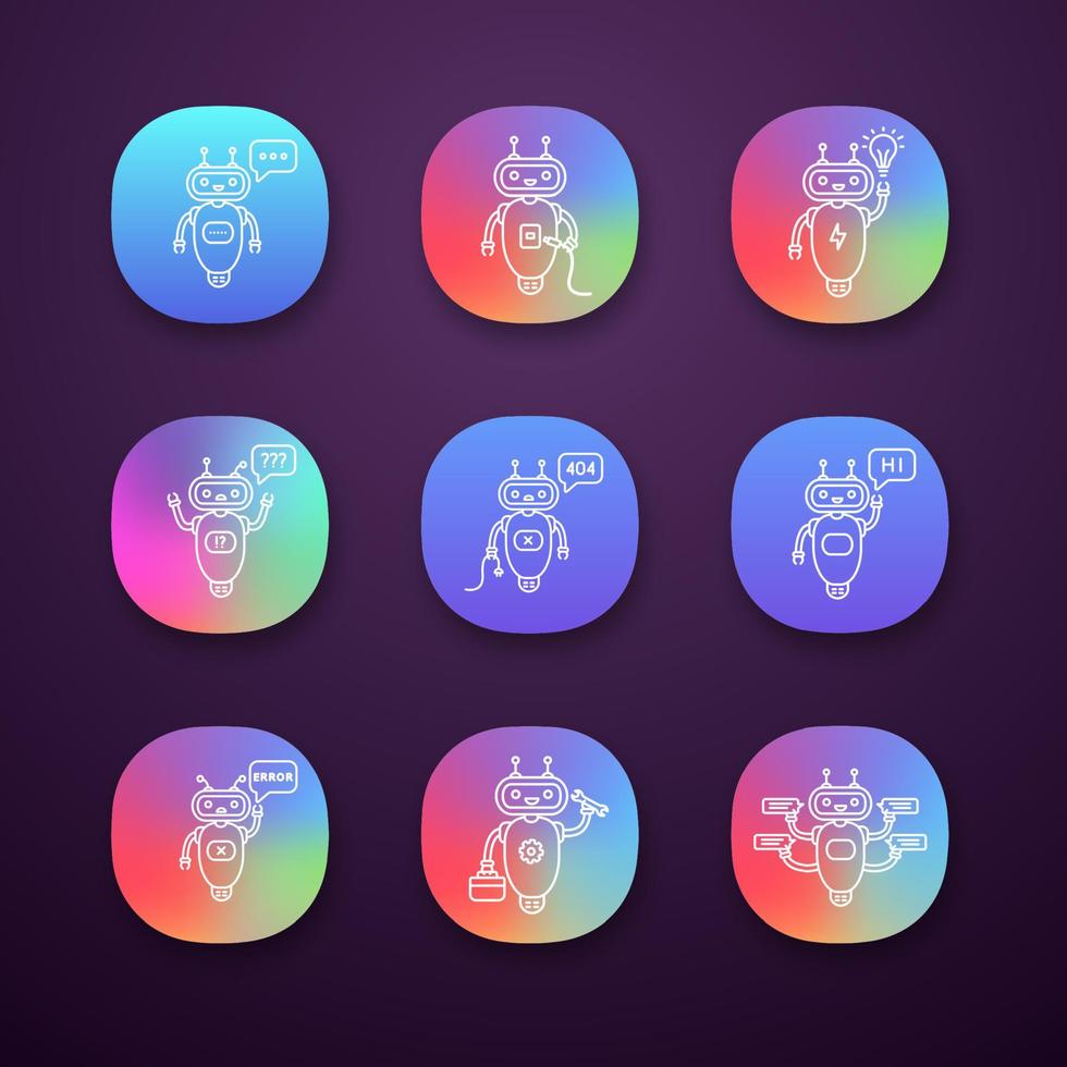 Chatbots app icons set 3767326 Vector Art at Vecteezy Chatbots app icons set 3767326 Vector Art at Vecteezy