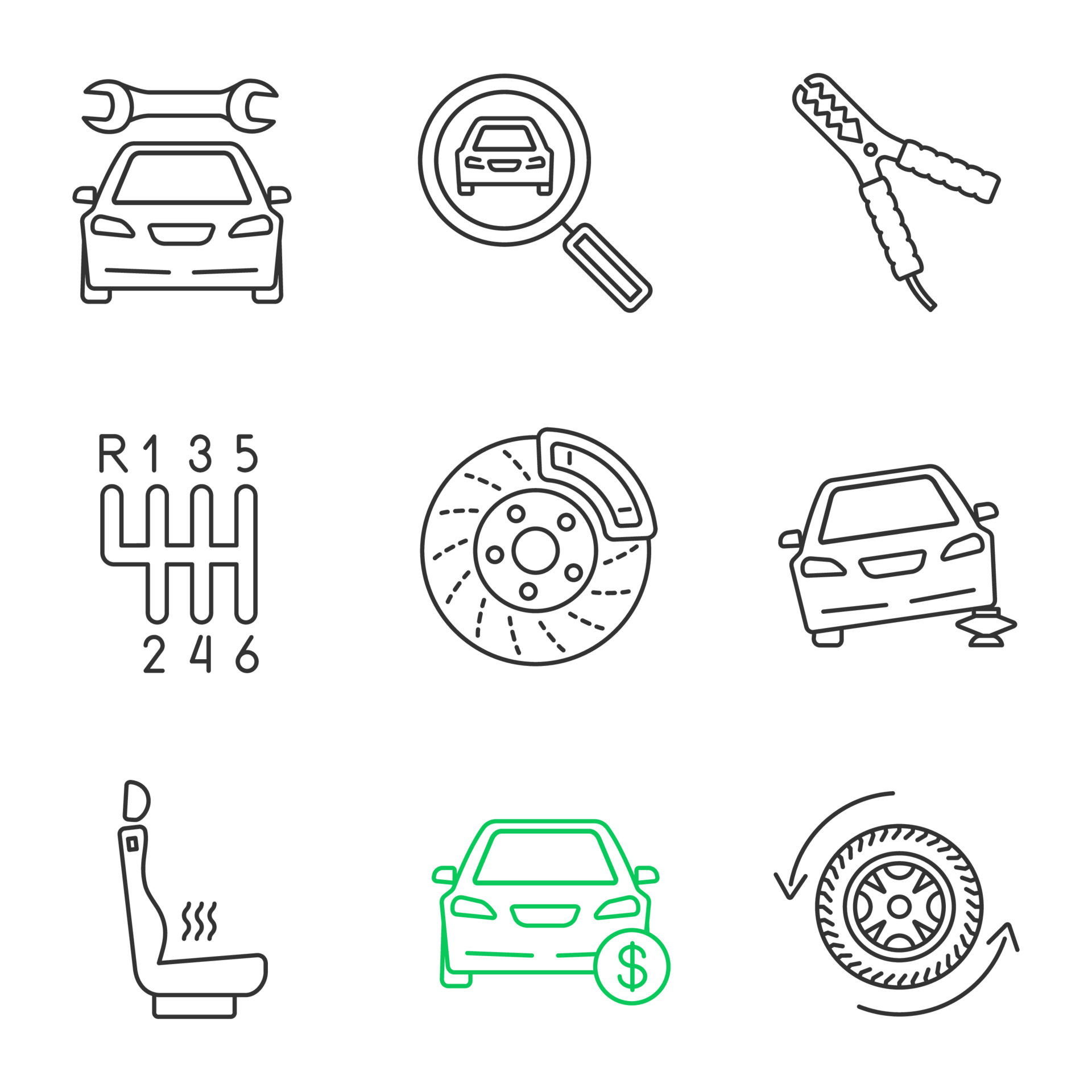 Auto workshop linear icons set 3767948 Vector Art at Vecteezy Auto workshop linear icons set 3767948 Vector Art at Vecteezy
