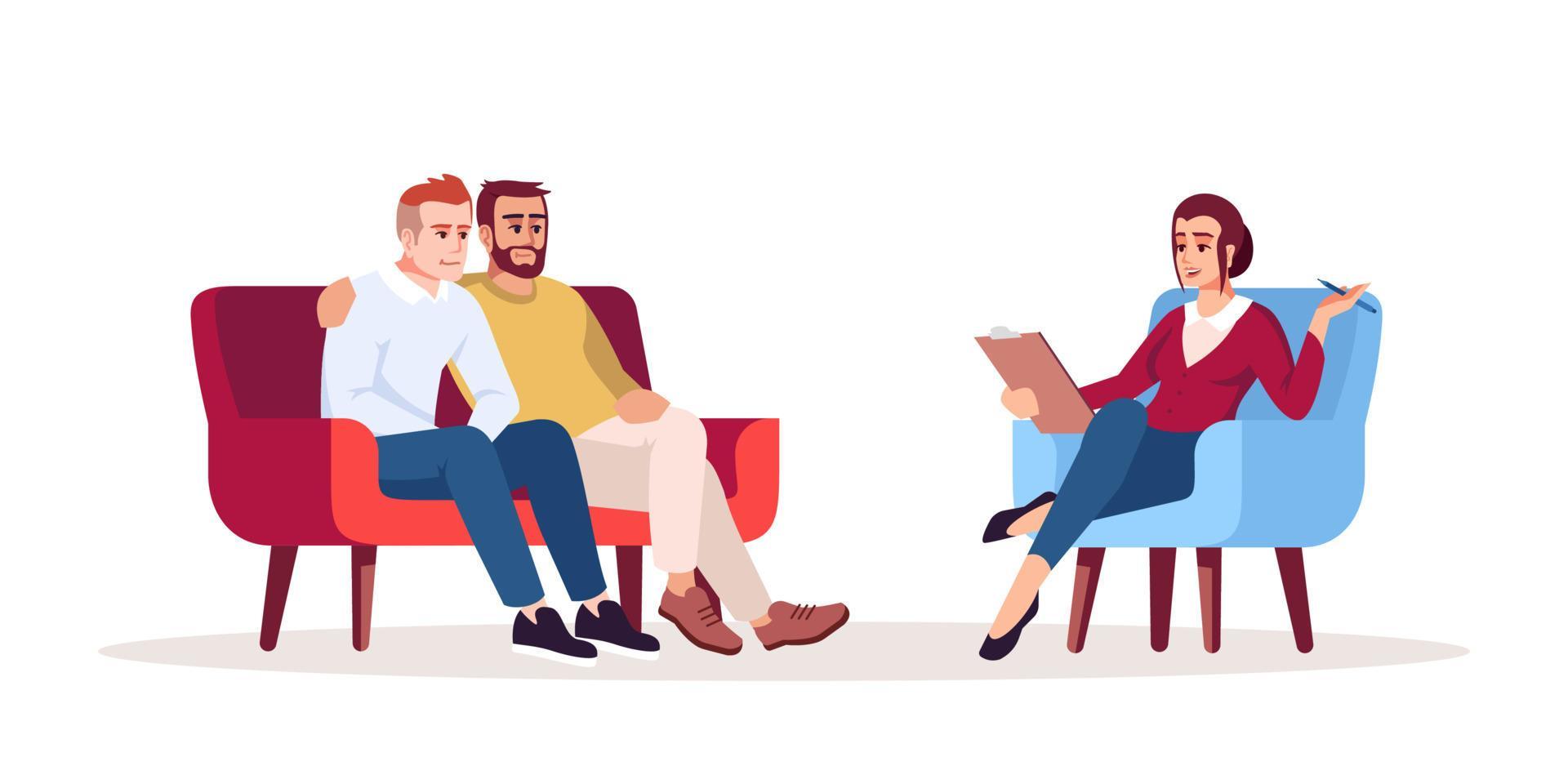 Psychotherapy session semi flat RGB color vector illustration ... Psychotherapy session semi flat RGB color vector illustration ...