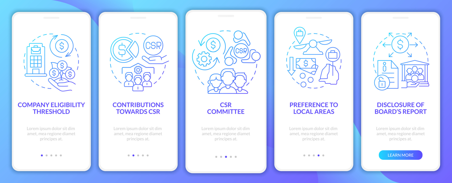 Csr Basics Blue Gradient Onboarding Mobile App Page Screen 3768330 Vector Art At Vecteezy