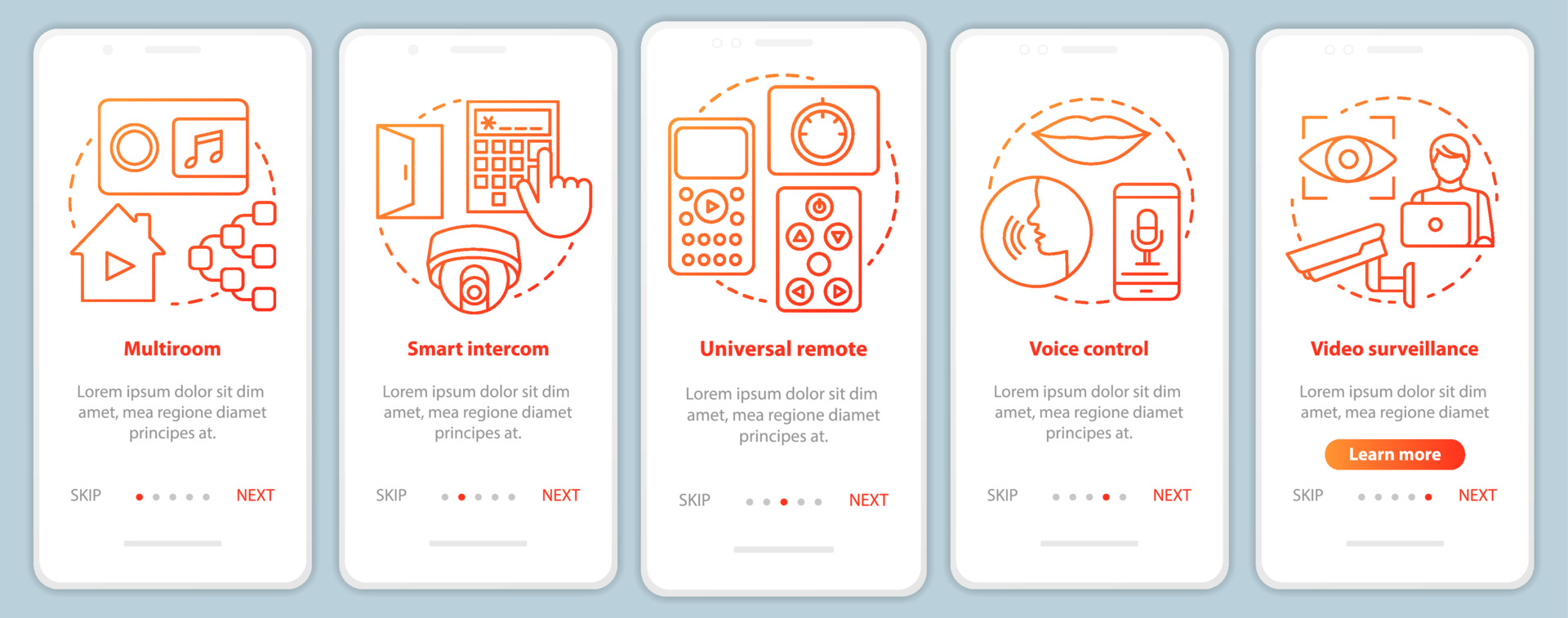 Smart Home Onboarding Mobile App Page Screen Vector Template Automation Systems For Security