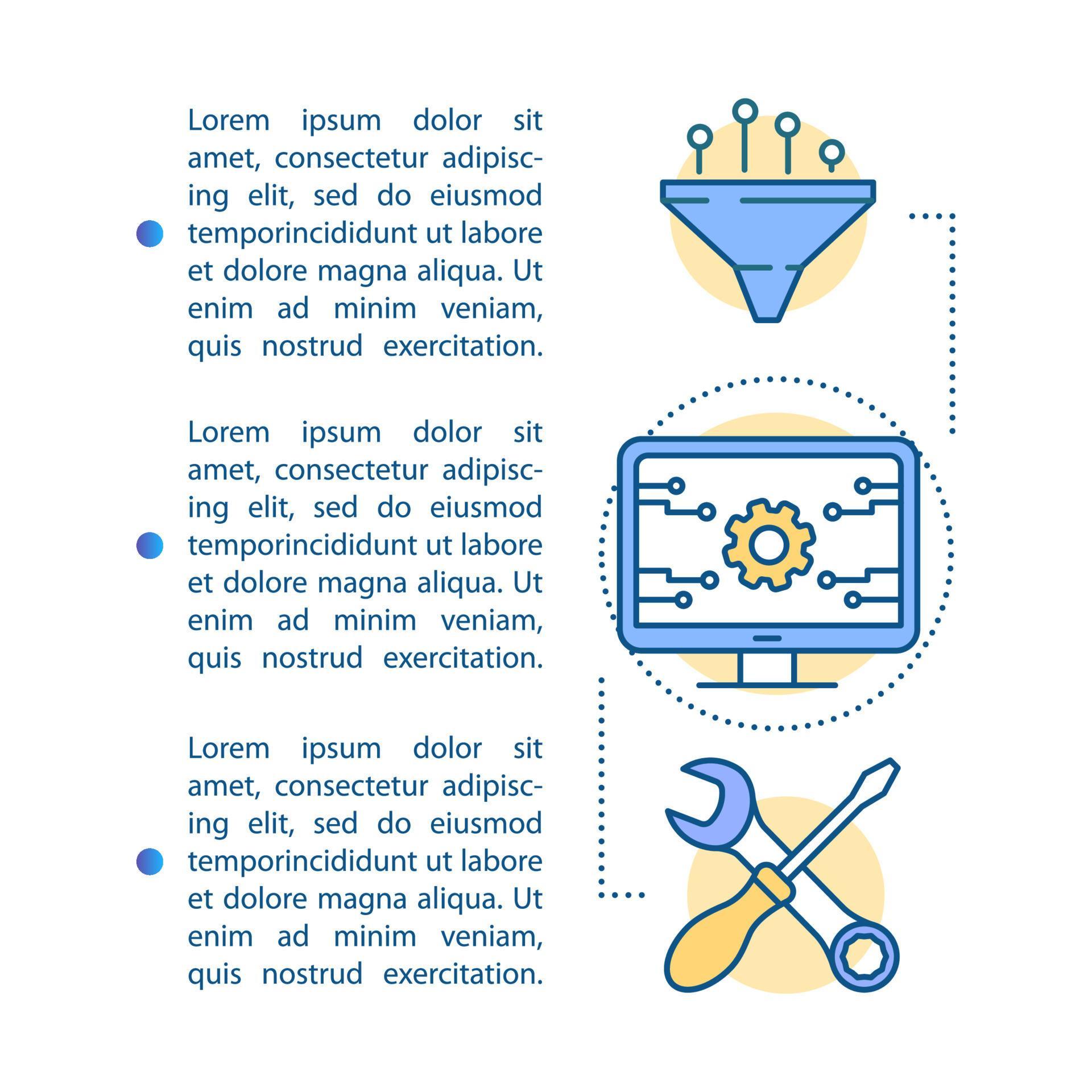 Development and maintenance article page vector template. Software programming. Brochure ...