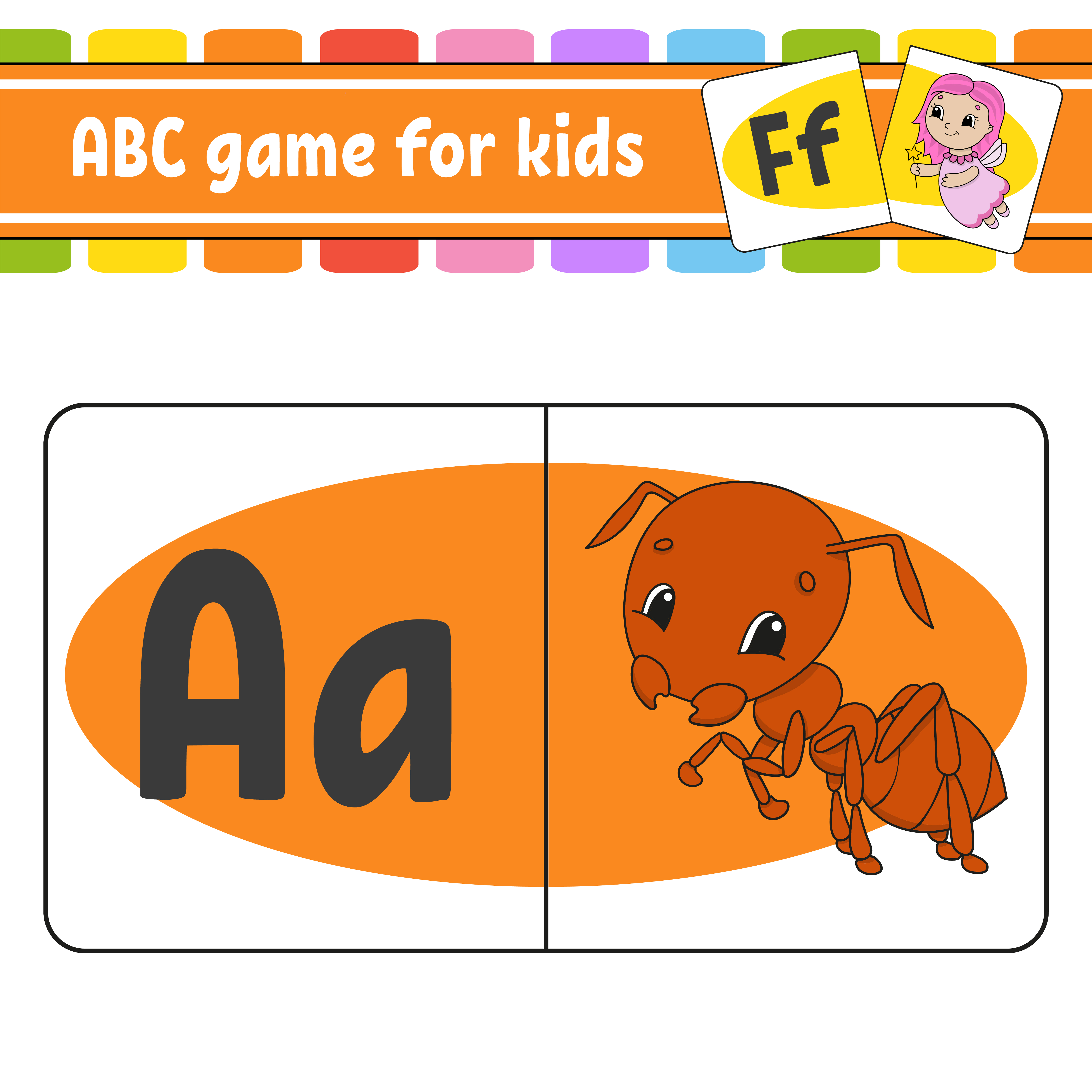ABC flash cards. Alphabet for kids. Insect ant. Learning letters ...