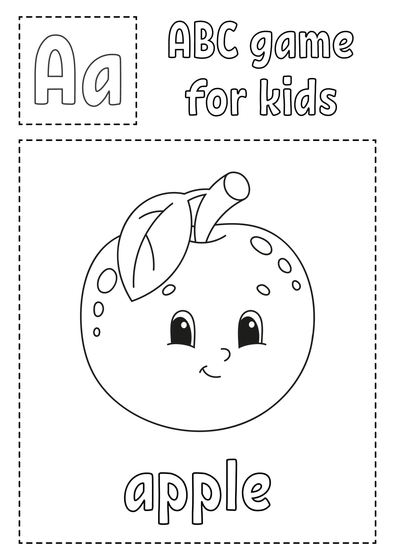 Letter A is for apple . ABC game for kids. Alphabet coloring page ...