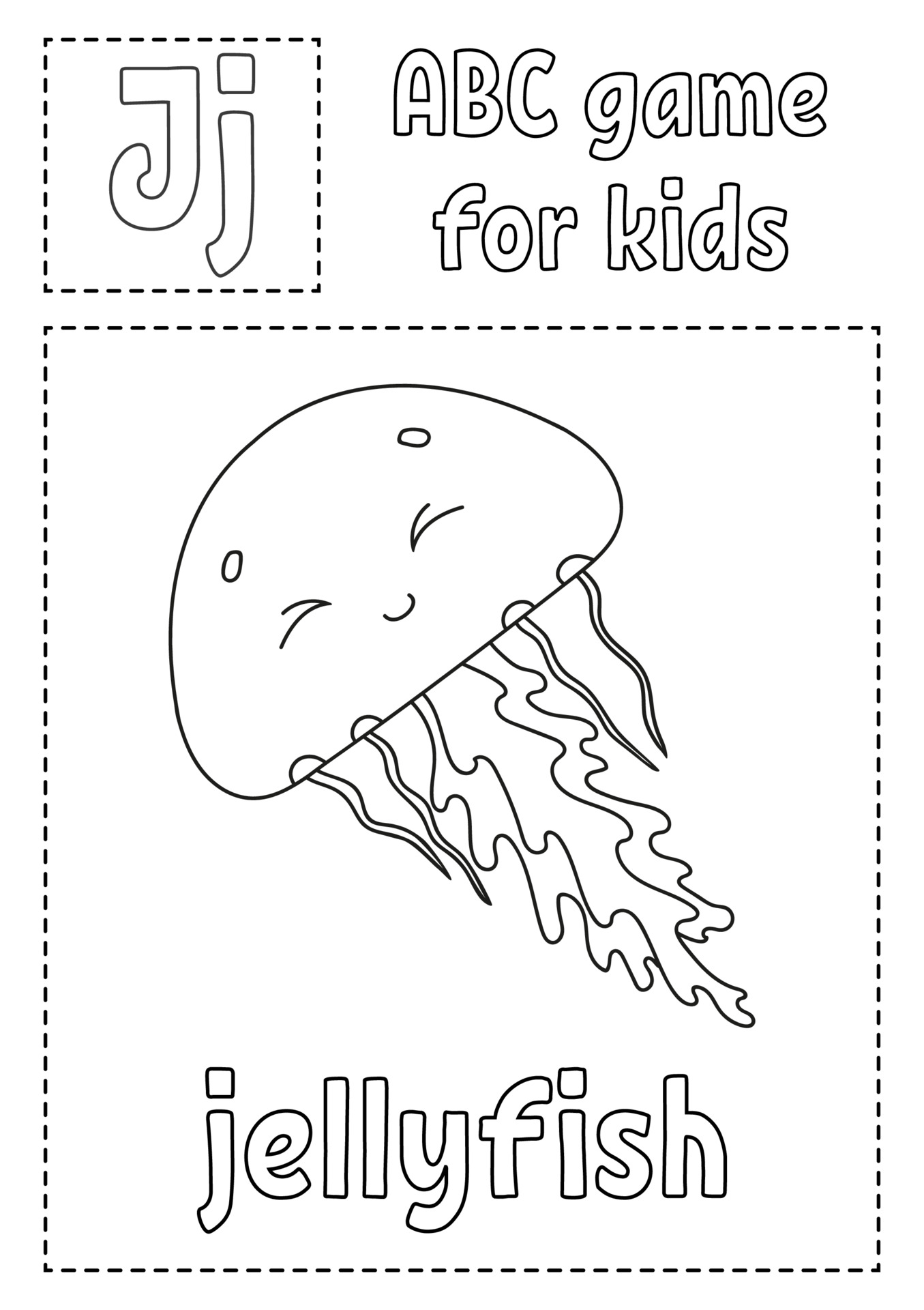 Letter J is for jellyfish. ABC game for kids. Alphabet coloring page ...