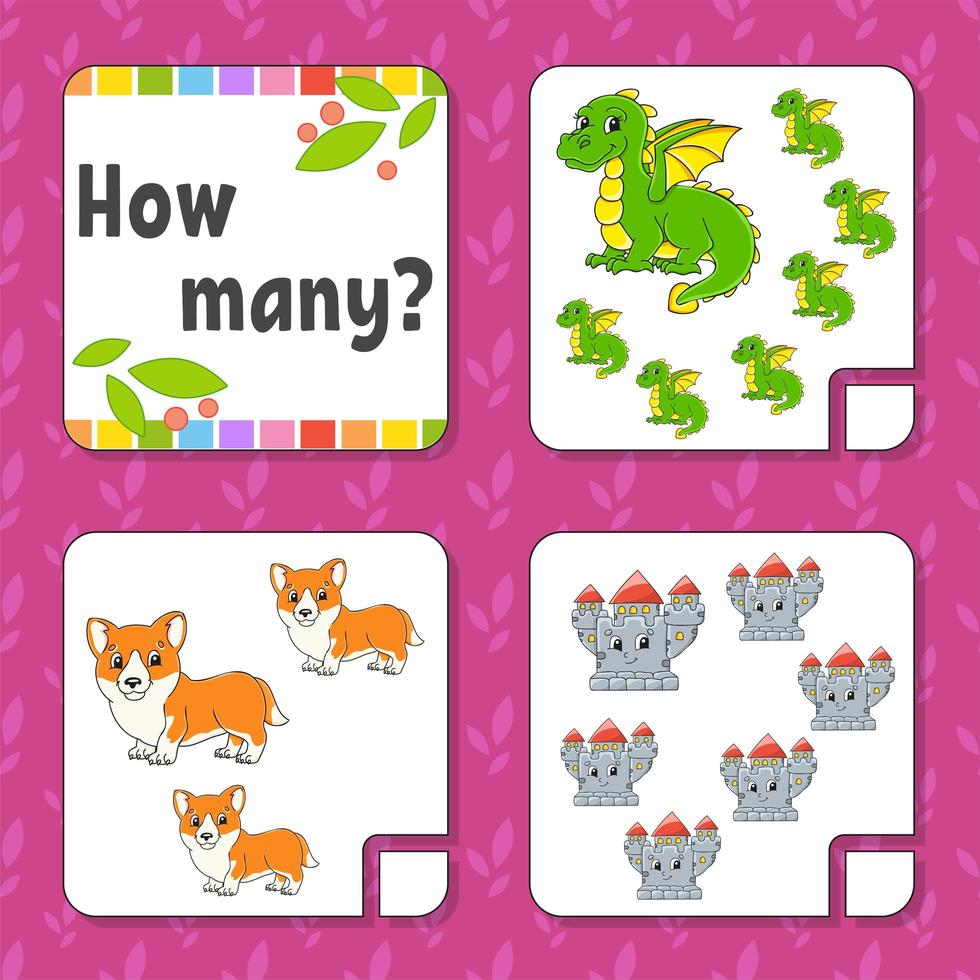 Counting game for children. Happy characters. Learning mathematics. How ...