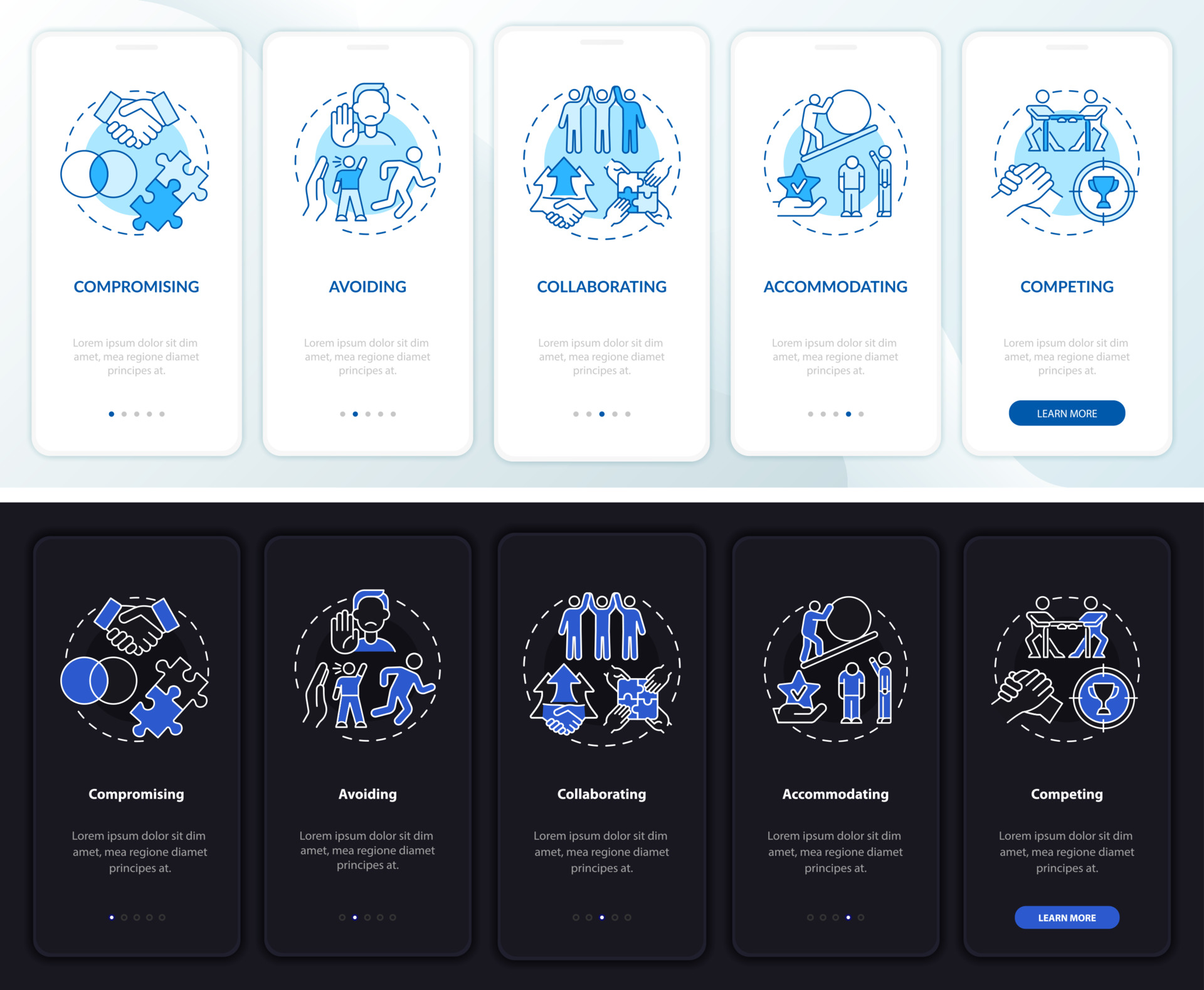Conflict Resolution Onboarding Mobile App Page Screen Work Relations