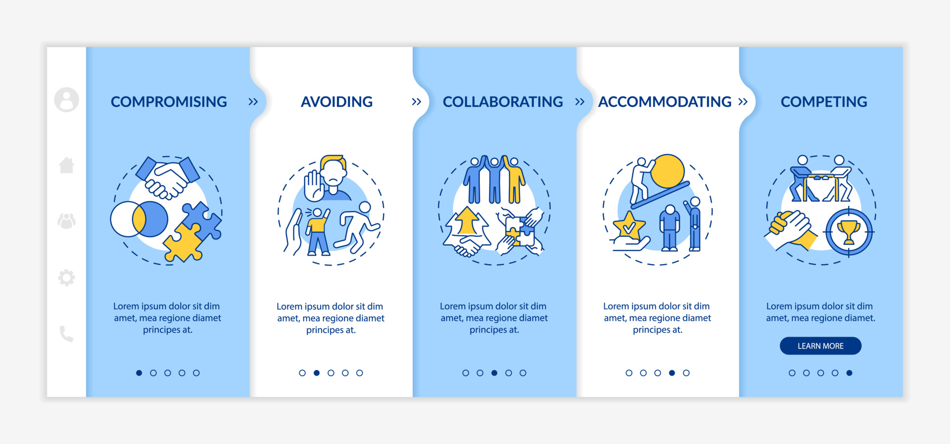 Relation Problems Resolution Onboarding Vector Template Responsive Mobile Website With Icons