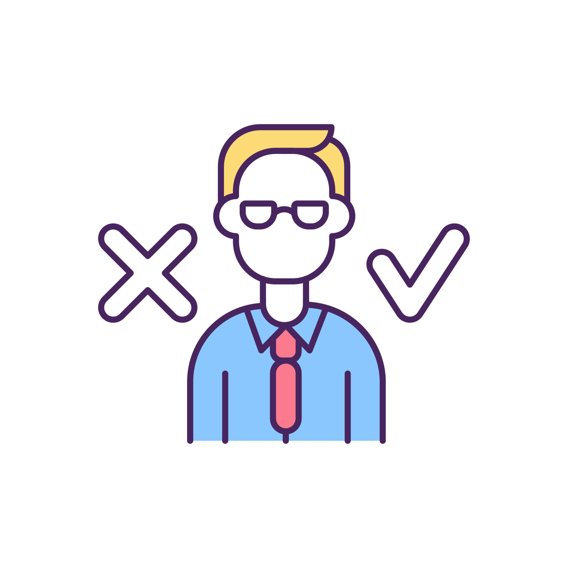 Decision making RGB color icon. Manager with problem solving skills ... Decision making RGB color icon. Manager with problem solving skills ...