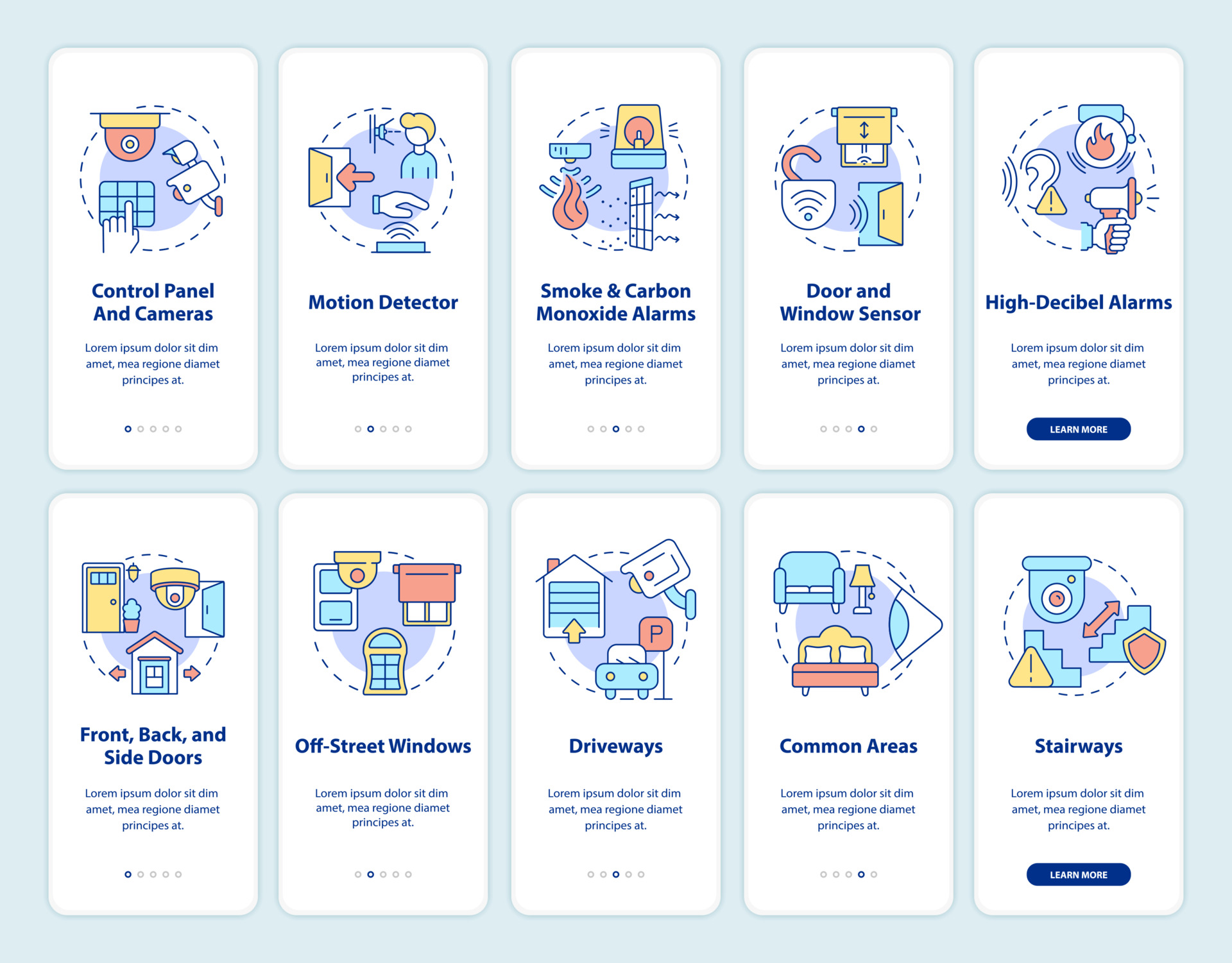 Property Security Onboarding Mobile App Page Screen Set Protection