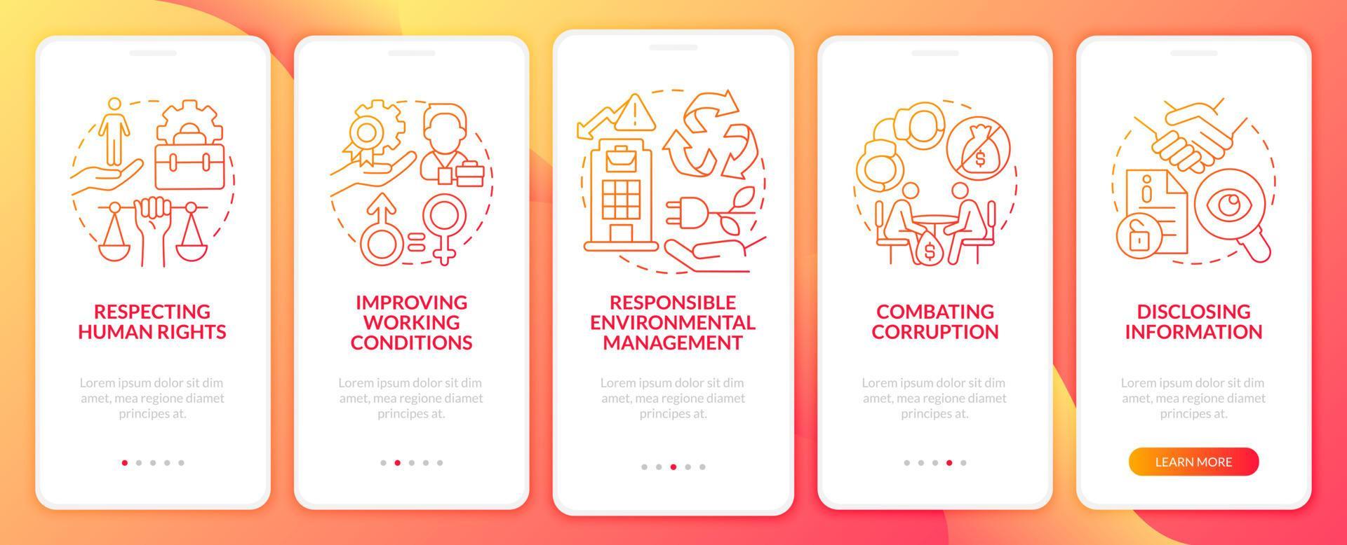 Csr Issues Red Gradient Onboarding Mobile App Page Screen Company