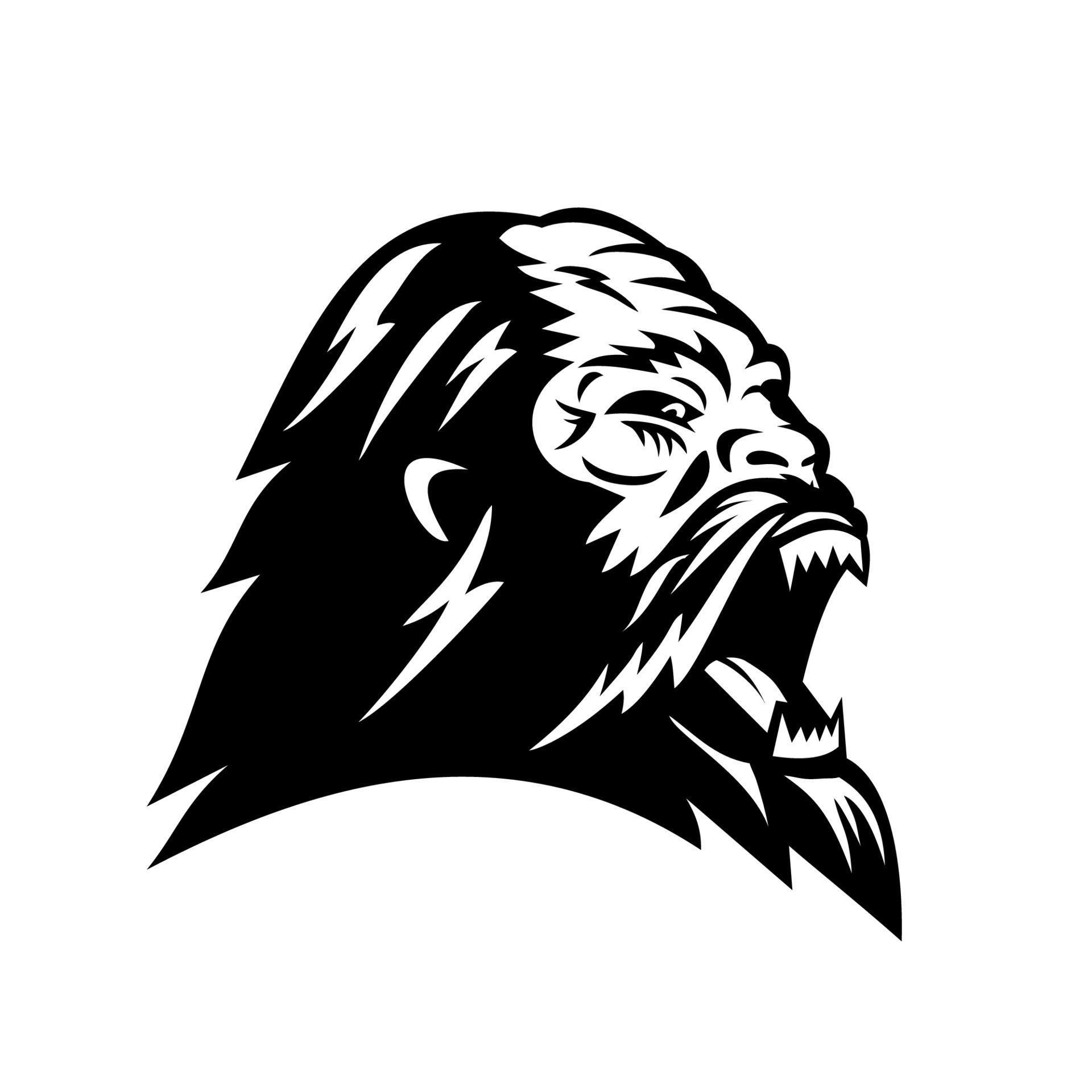 Head Of Angry Bigfoot Or Sasquatch Mascot Black And White Retro Style 3775680 Vector Art At Vecteezy