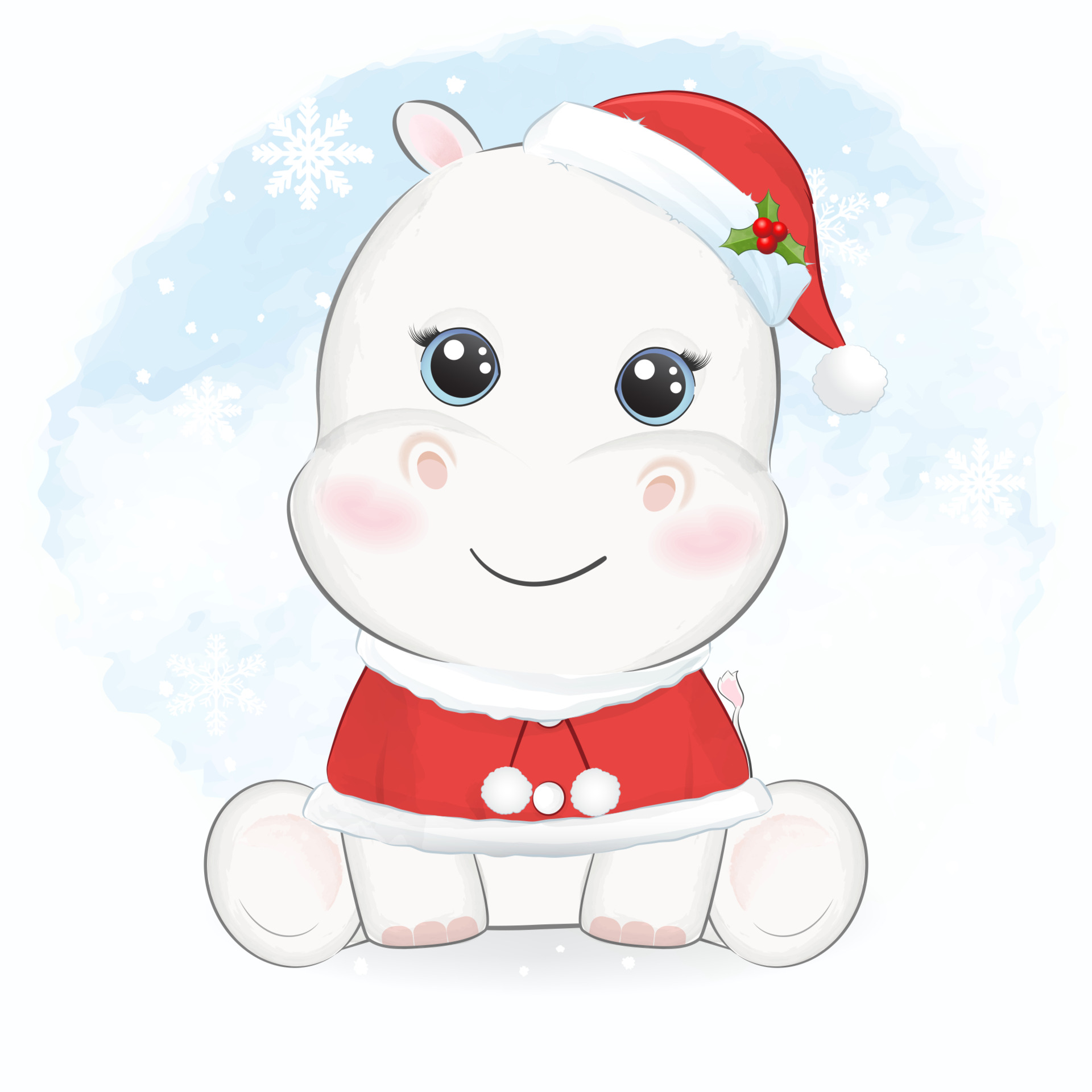 Cute little Hippo Christmas season illustration. 3775721 Vector Art at ...