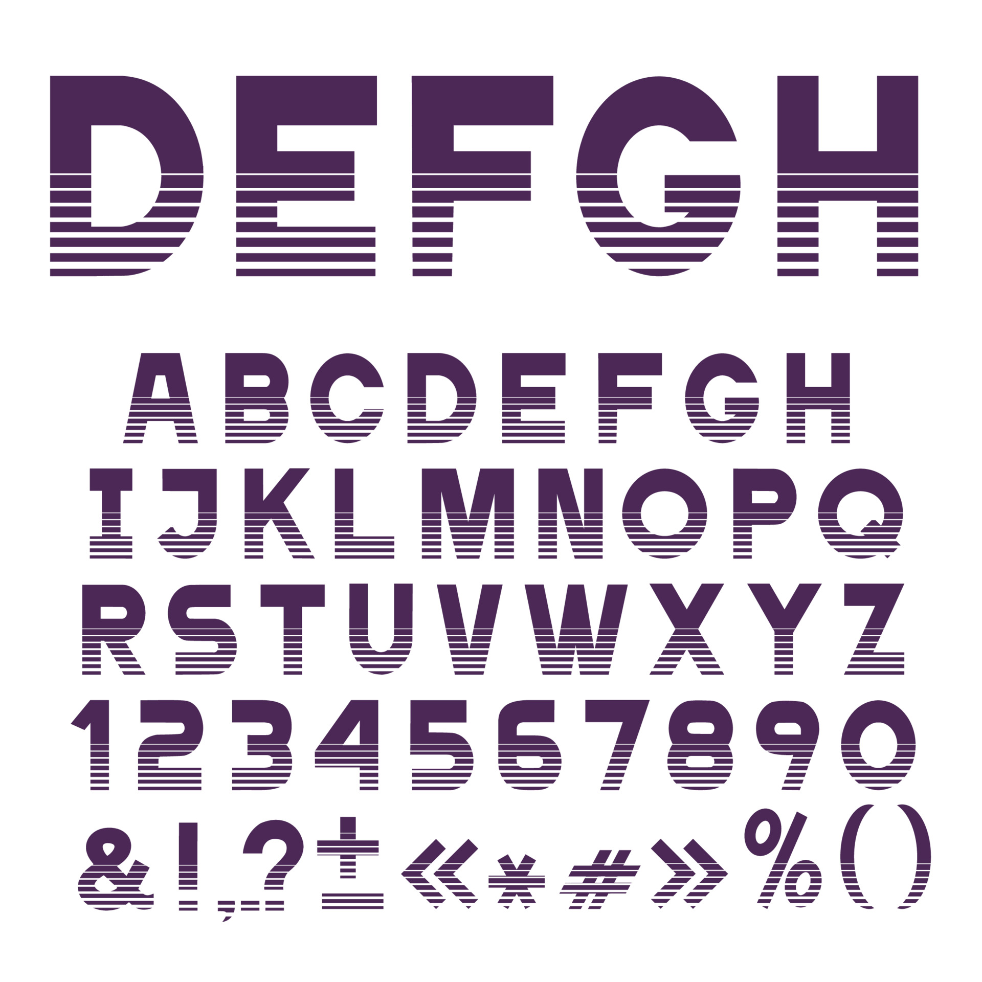 Stylish striped font, alphabet letters,numbers and punctuation marks 3780764 Vector Art at Vecteezy