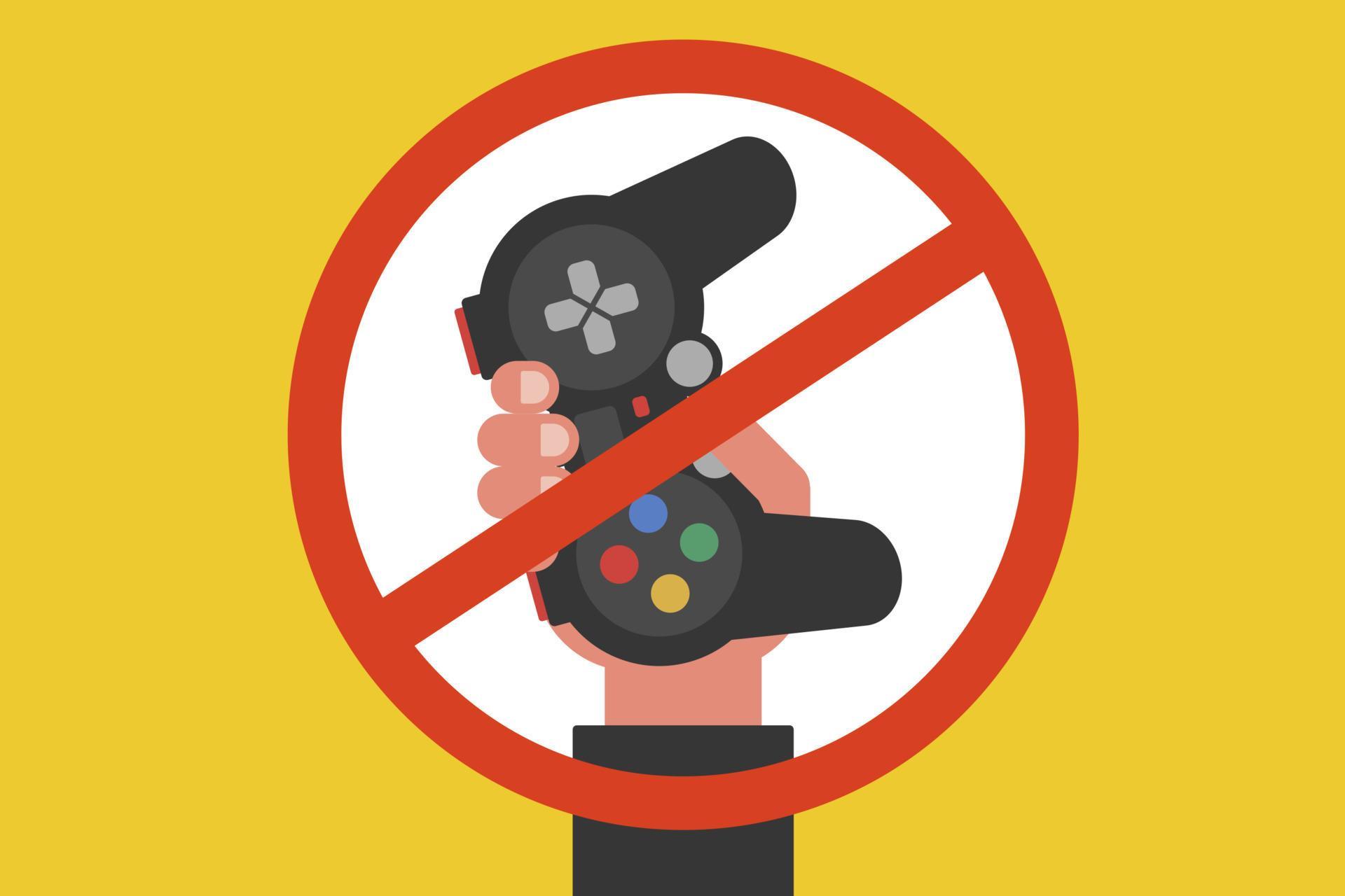 Prohibition Of Computer Games For Children Flat Vector Illustration prohibition-of-computer-games-for-children-flat-vector-illustration