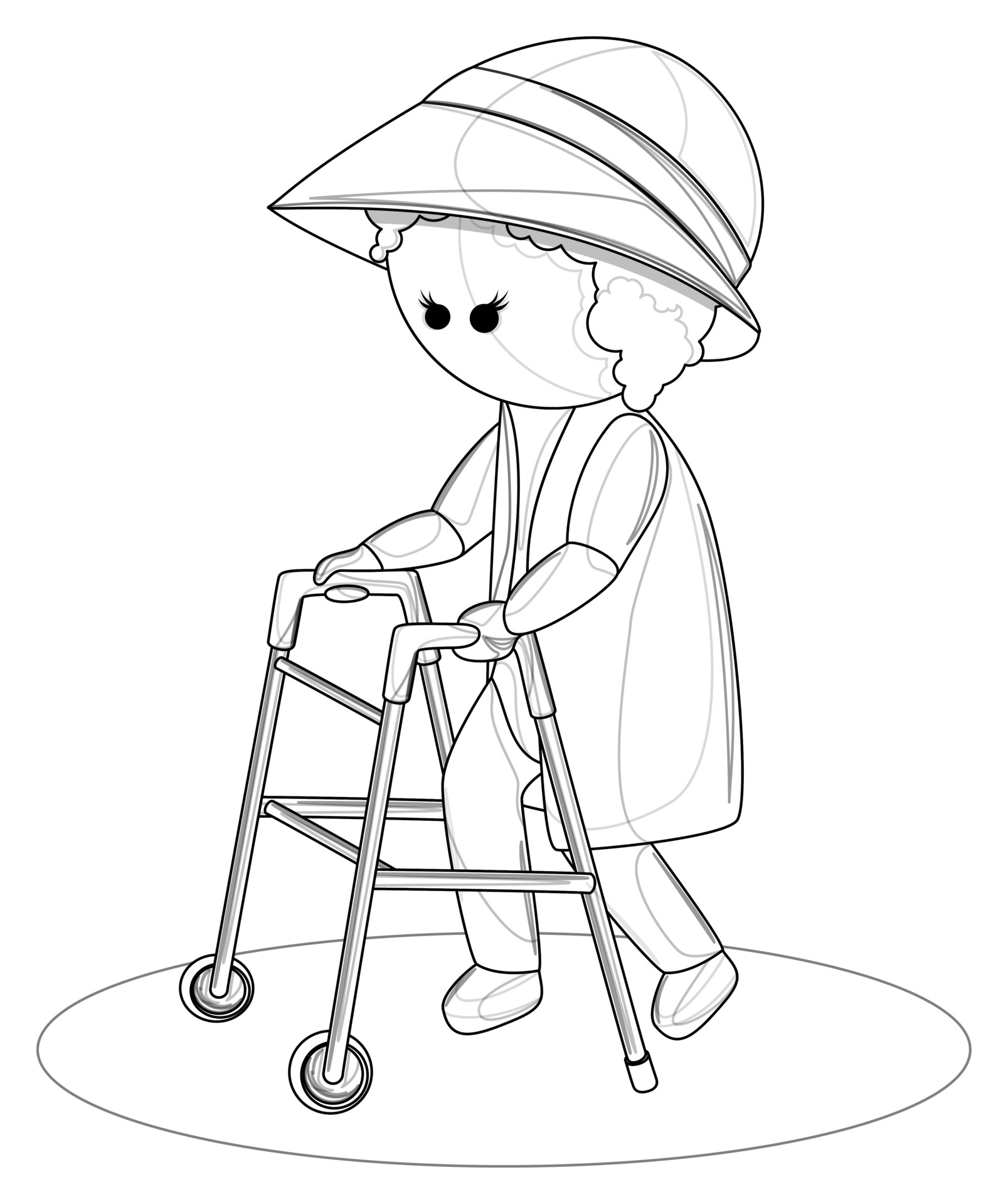 Vector Image Of An Elderly Woman Who Walks With A Walker Isolated On vector-image-of-an-elderly-woman-who-walks-with-a-walker-isolated-on