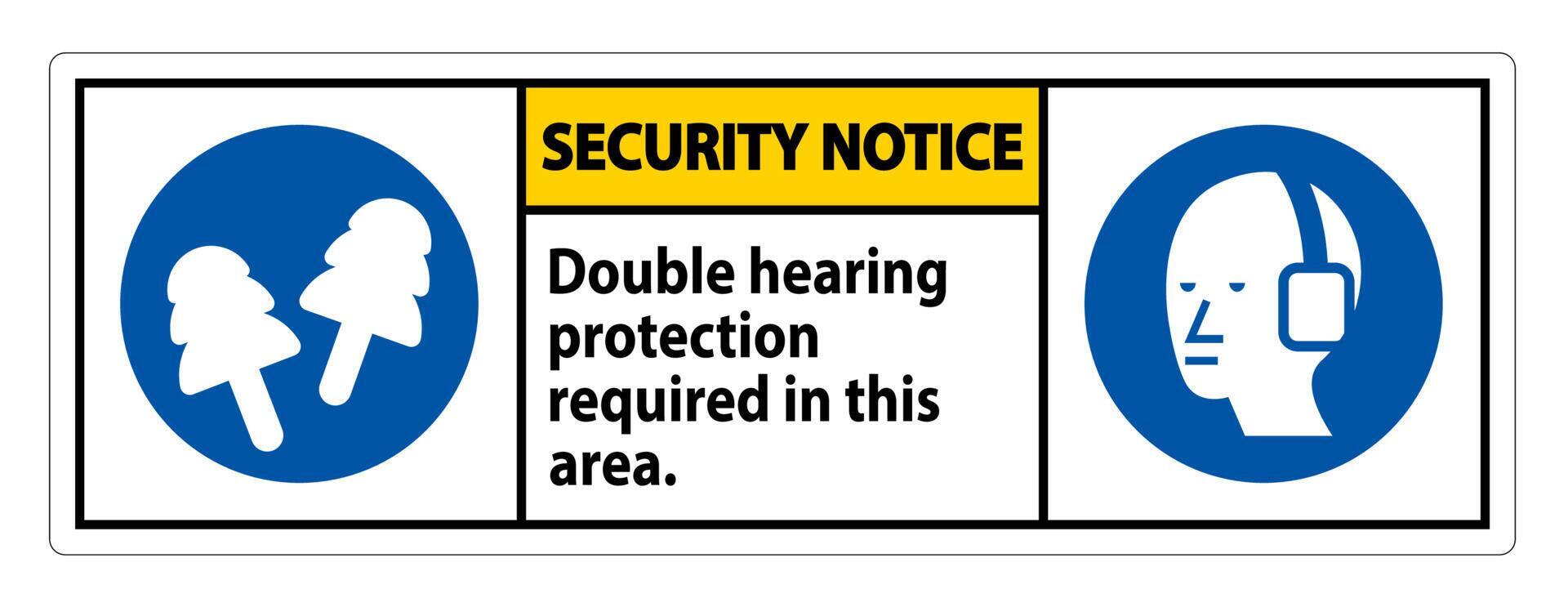 Security Notice Sign Double Hearing Protection Required In This Area