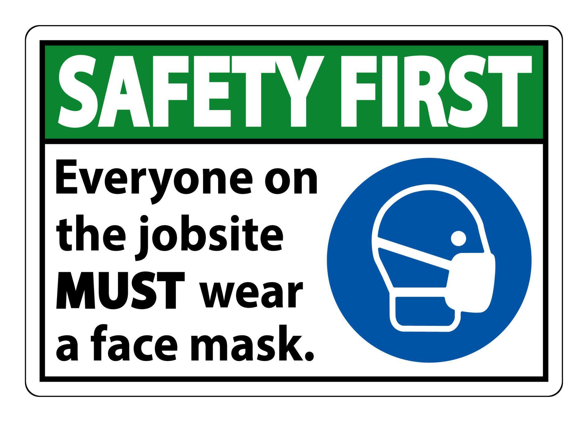 Safety First Wear A Face Mask Sign Isolate On White Background 3784800 ...