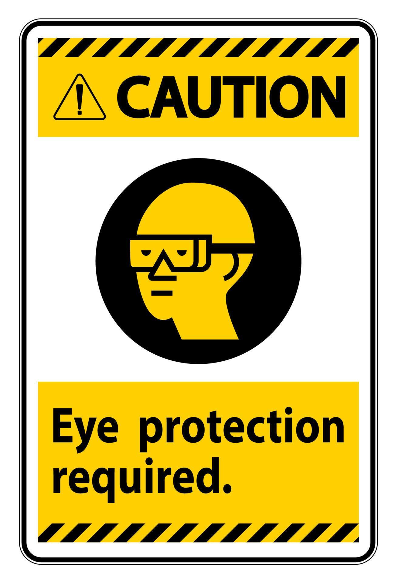 Caution Sign Eye Protection Required Symbol Isolate On White Background