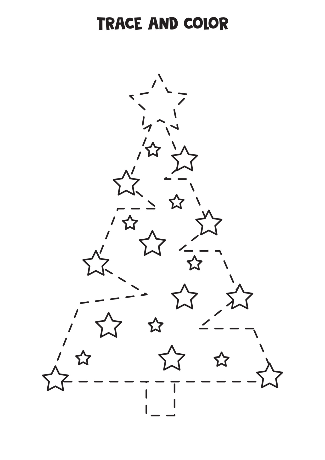Trace And Color Cute Christmas Tree Worksheet For Kids 3789474 Vector trace-and-color-cute-christmas-tree-worksheet-for-kids-3789474-vector