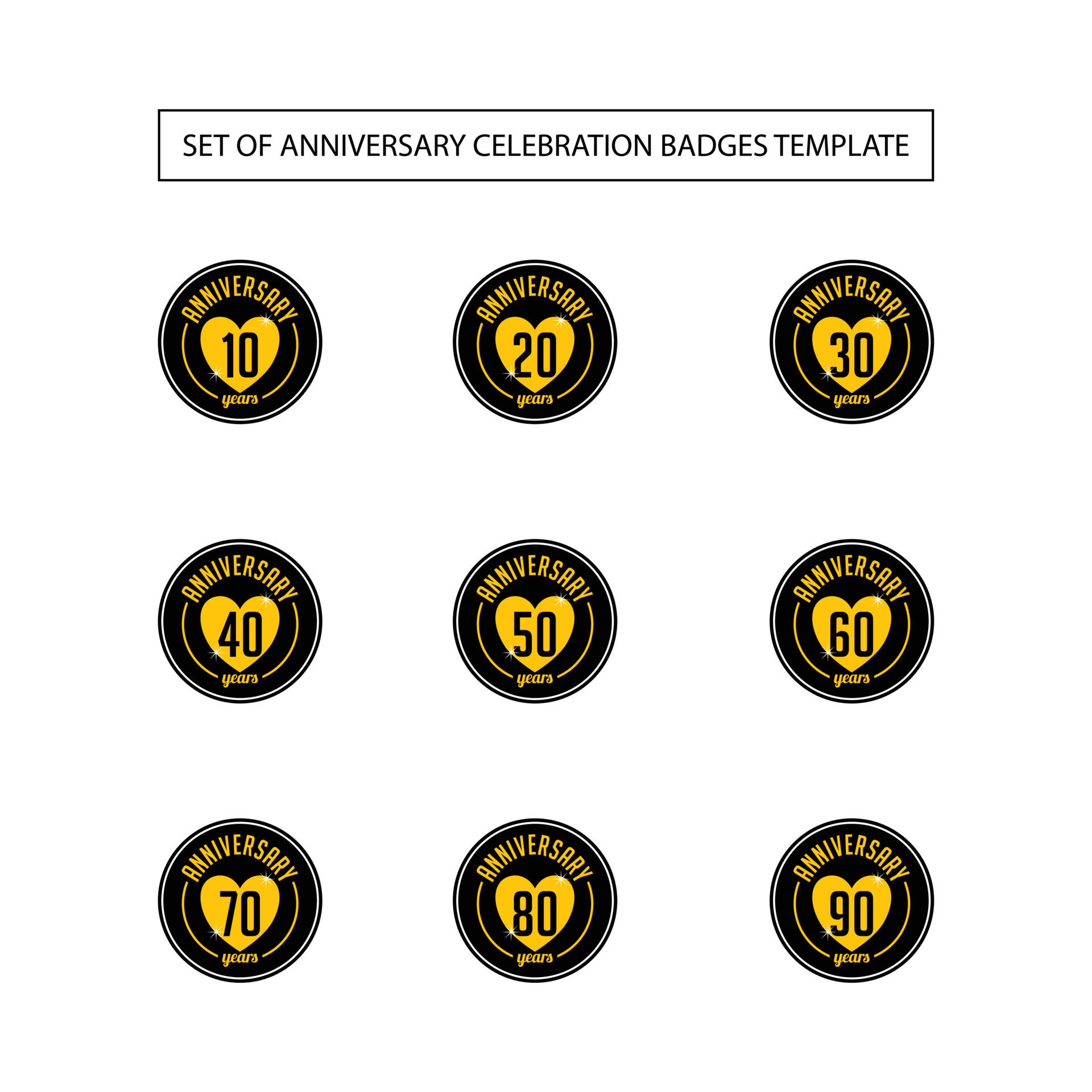 Set of Anniversary Celebration Badges Template 3791364 Vector Art at ...