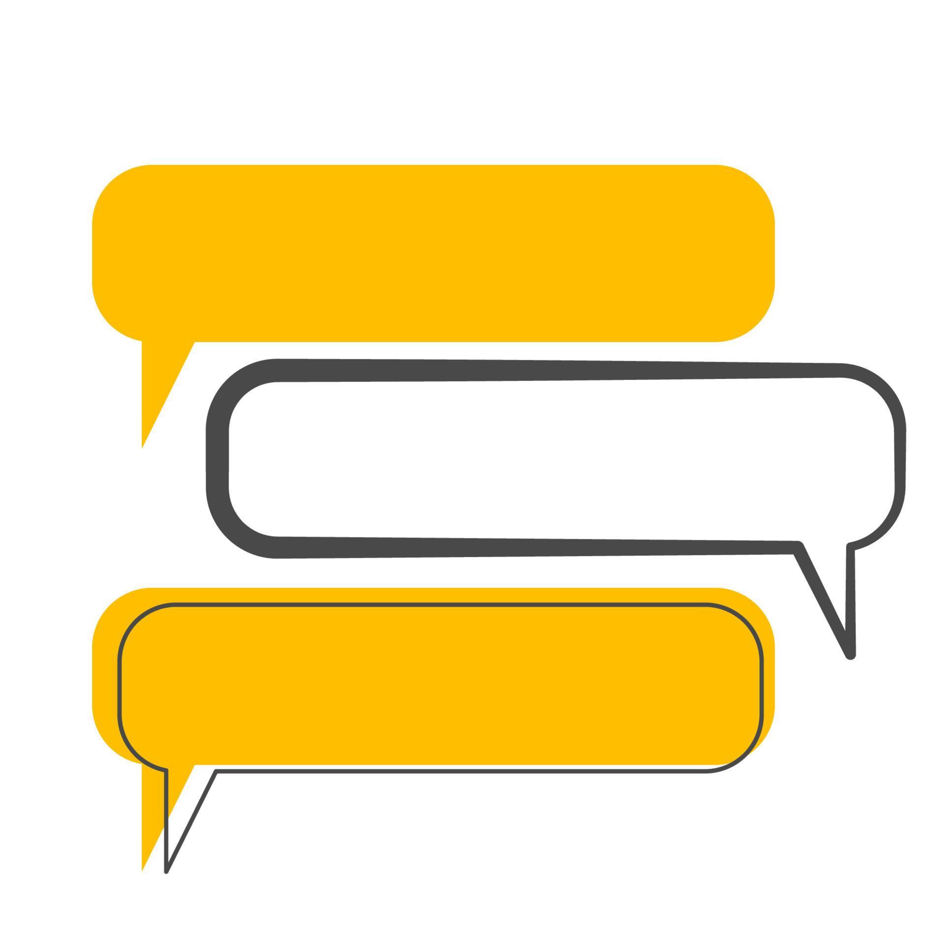 speech bubble for social media messages in the shape of a long yellow ...