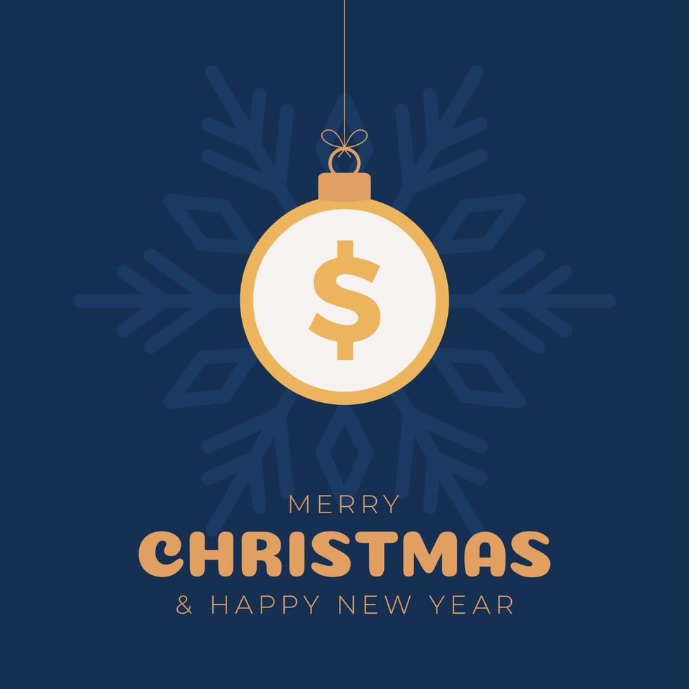 Merry Christmas dollar symbol banner. Dollar sign as christmas bauble ...