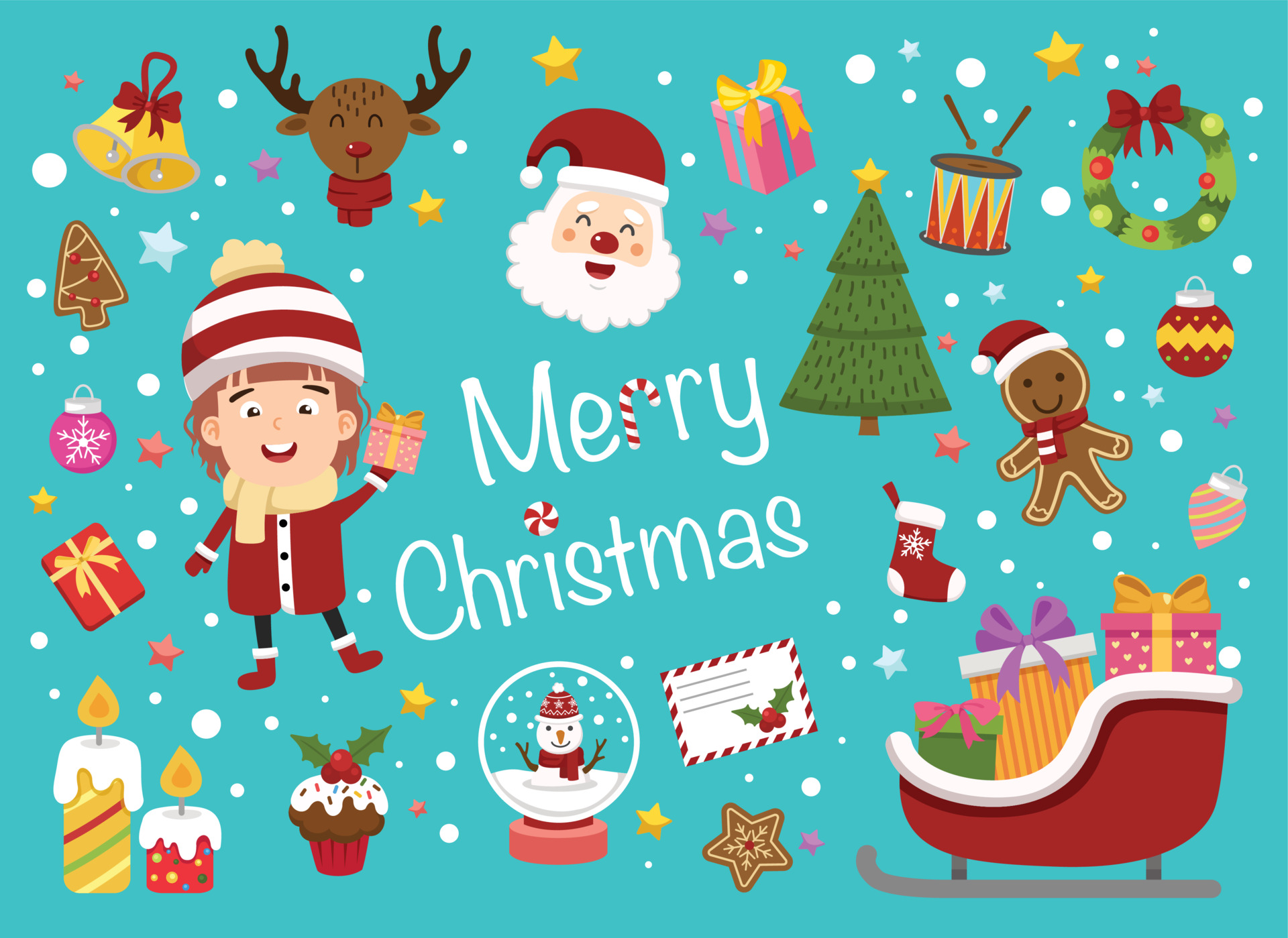 illustration isolated of christmas set vector 3793715 Vector Art at ...
