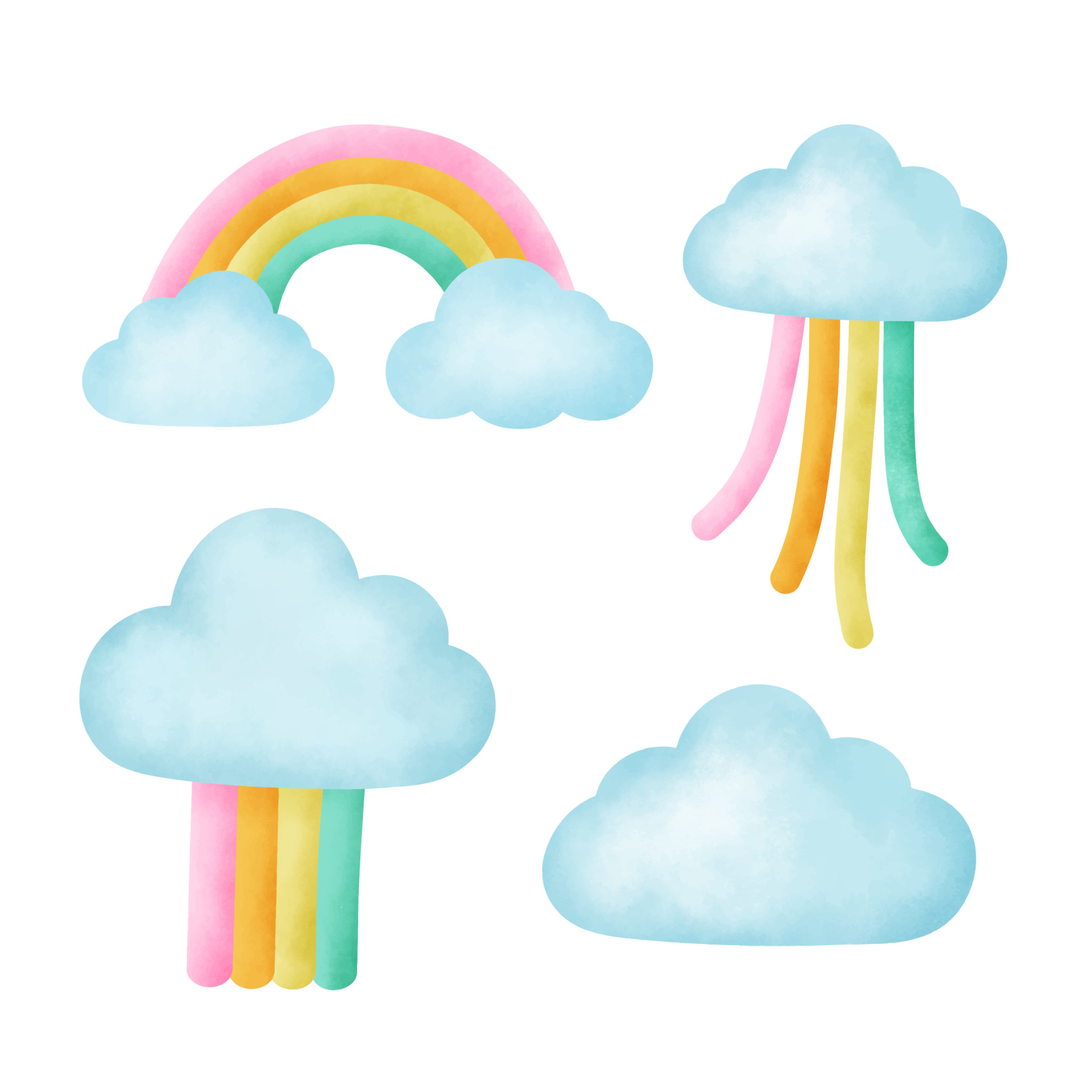 Hand drawn watercolor cute rainbow set. 3795325 Vector Art at Vecteezy