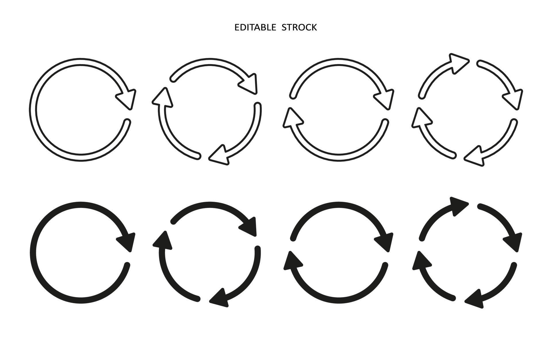 Set of circle arrow vector icons. Recycling icon. Circular vector arrows. Refresh and reload ...