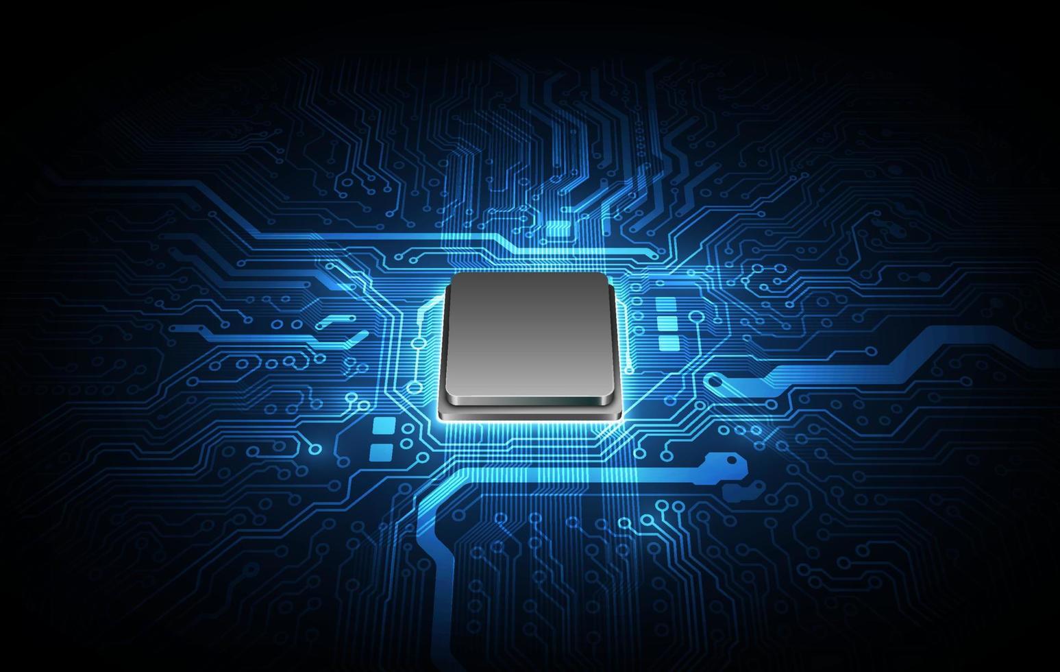 Abstract Technology Chip Processor Background Circuit Board And Html Code3d Illustration Blue