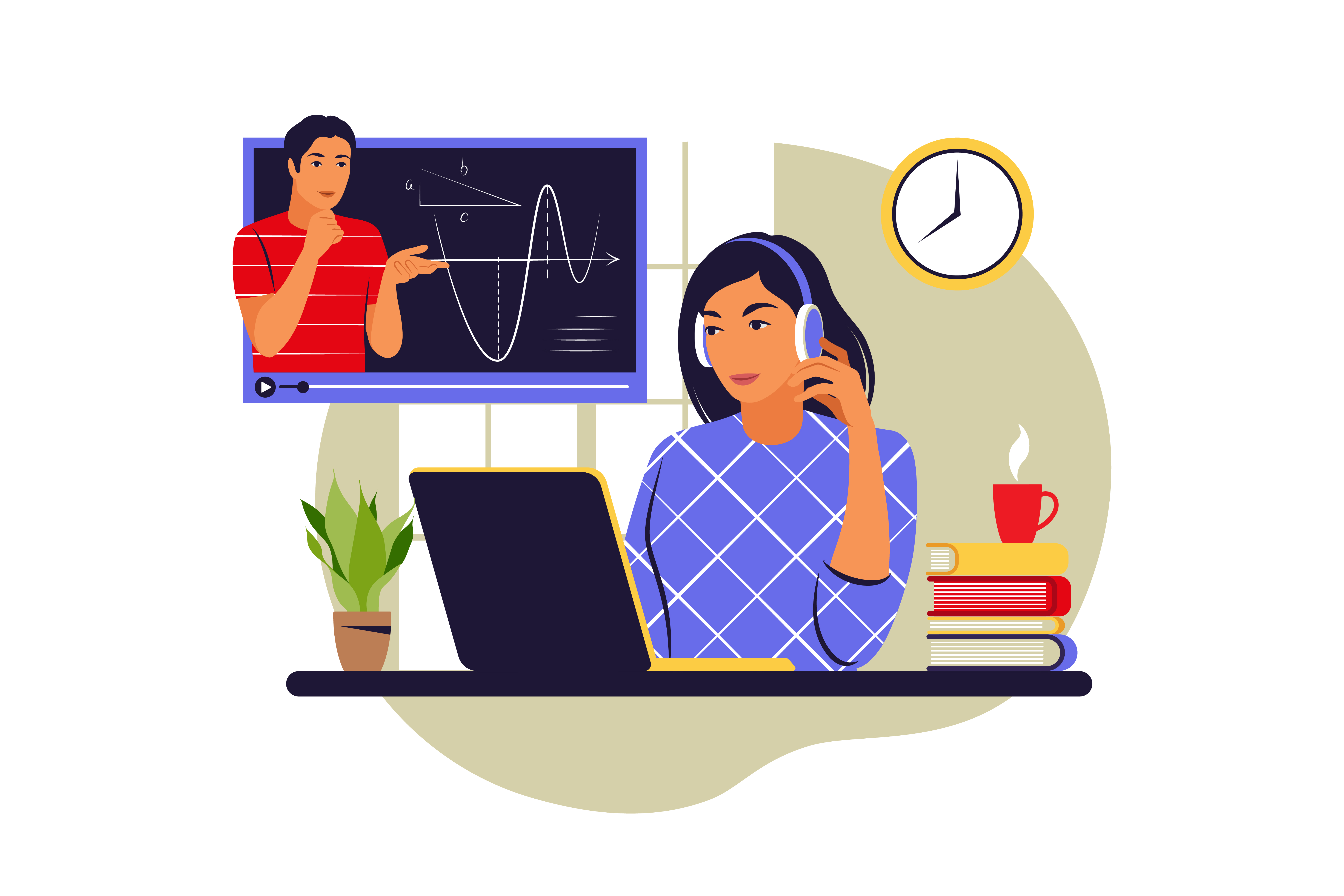 Online Tutorial Concept Learning Courses Tutorials Vector Illustration Flat 3805406 Vector