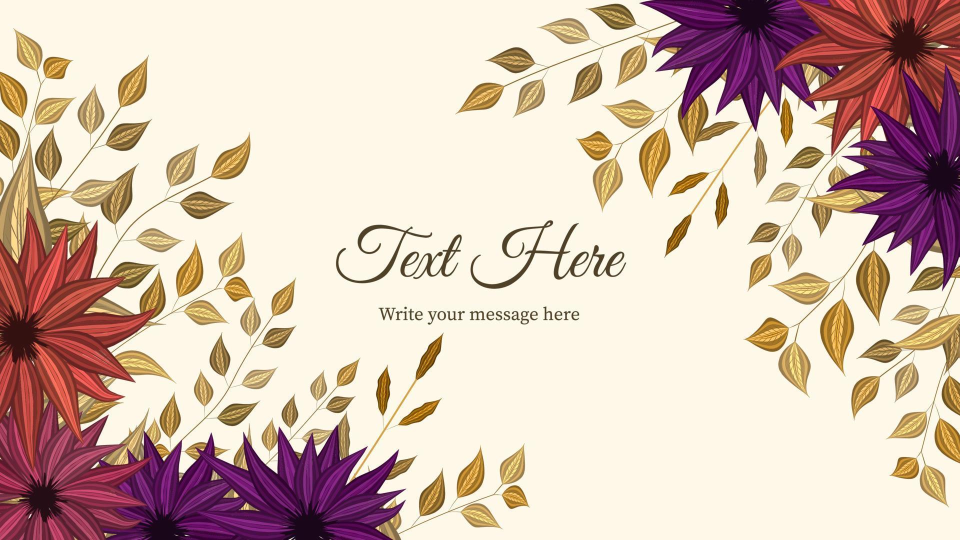 Colorful spring floral background template elegant flowers, leaves ...