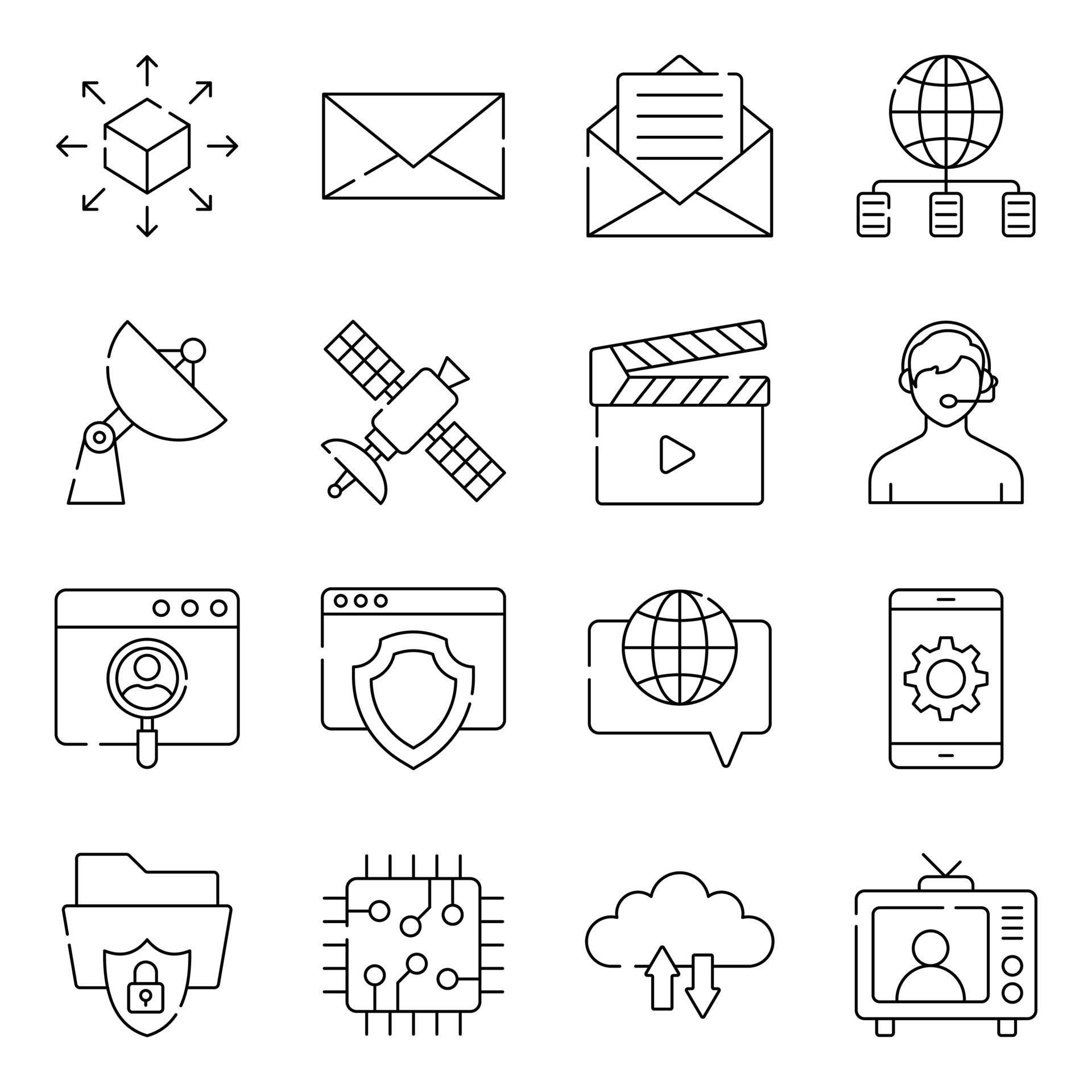 Pack of Networking Linear Icons 3808211 Vector Art at Vecteezy