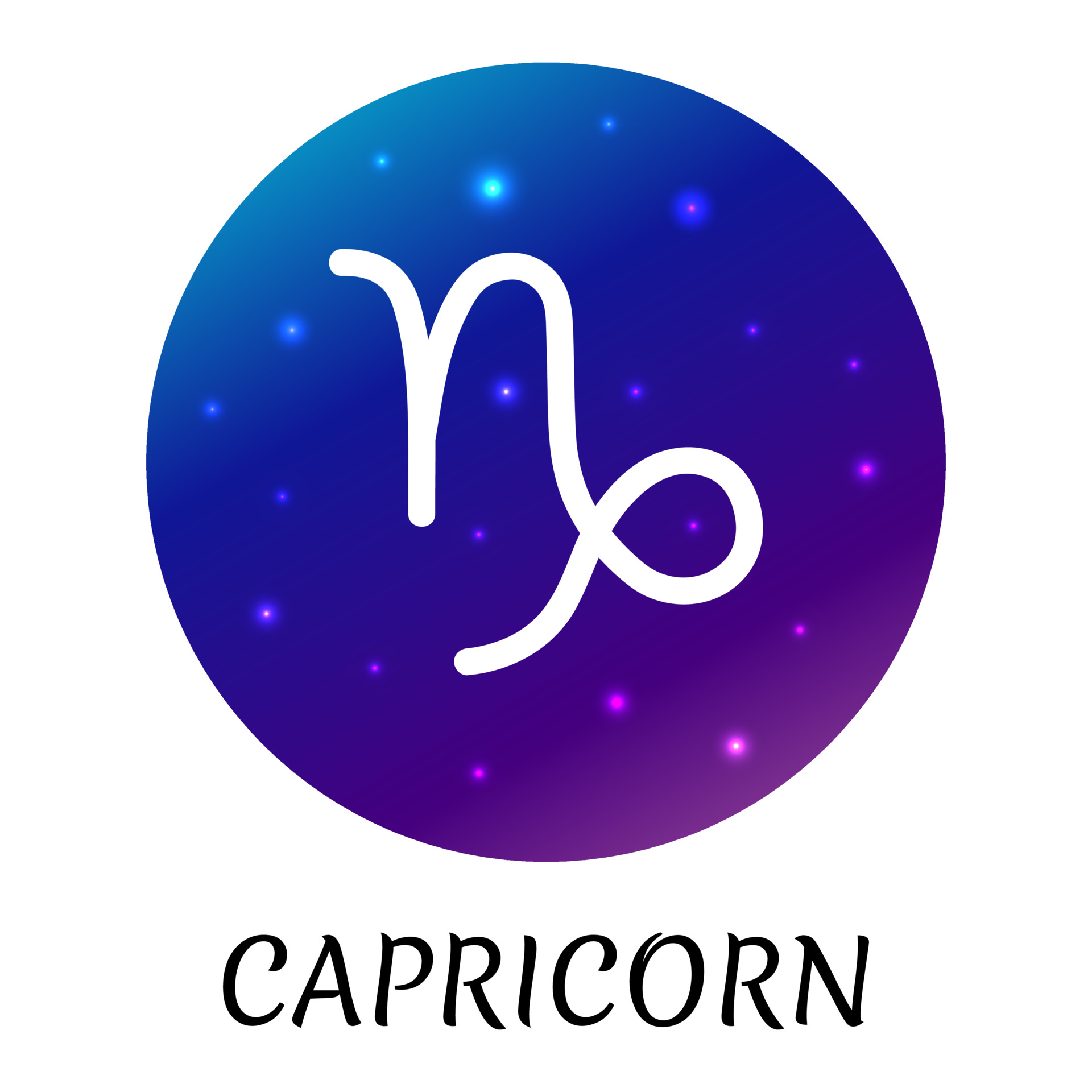 Zodiac Sign Capricorn Isolated Vector Icon Zodiac Symbol With Starry Gradient Design