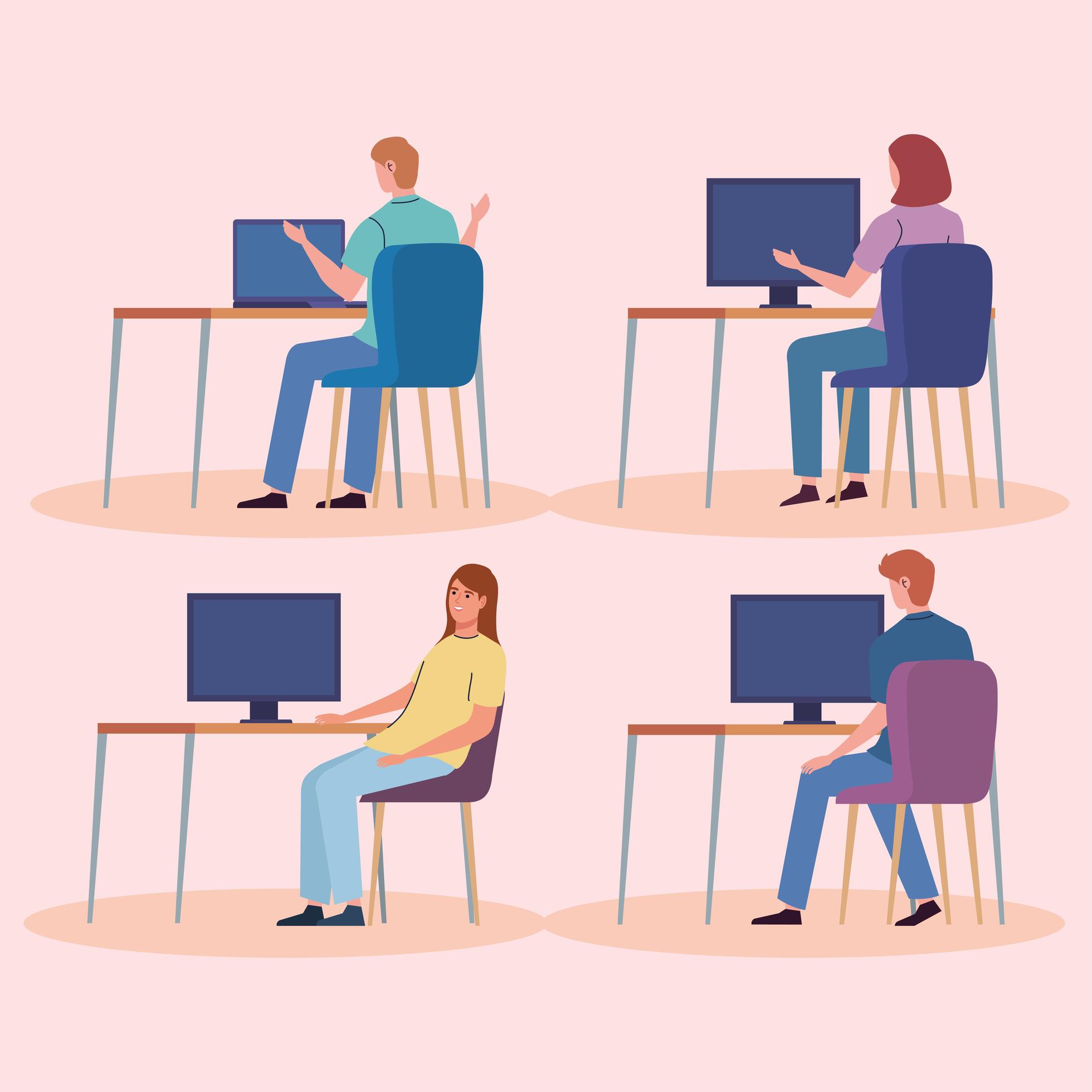 icons with people in the computer 3813149 Vector Art at Vecteezy