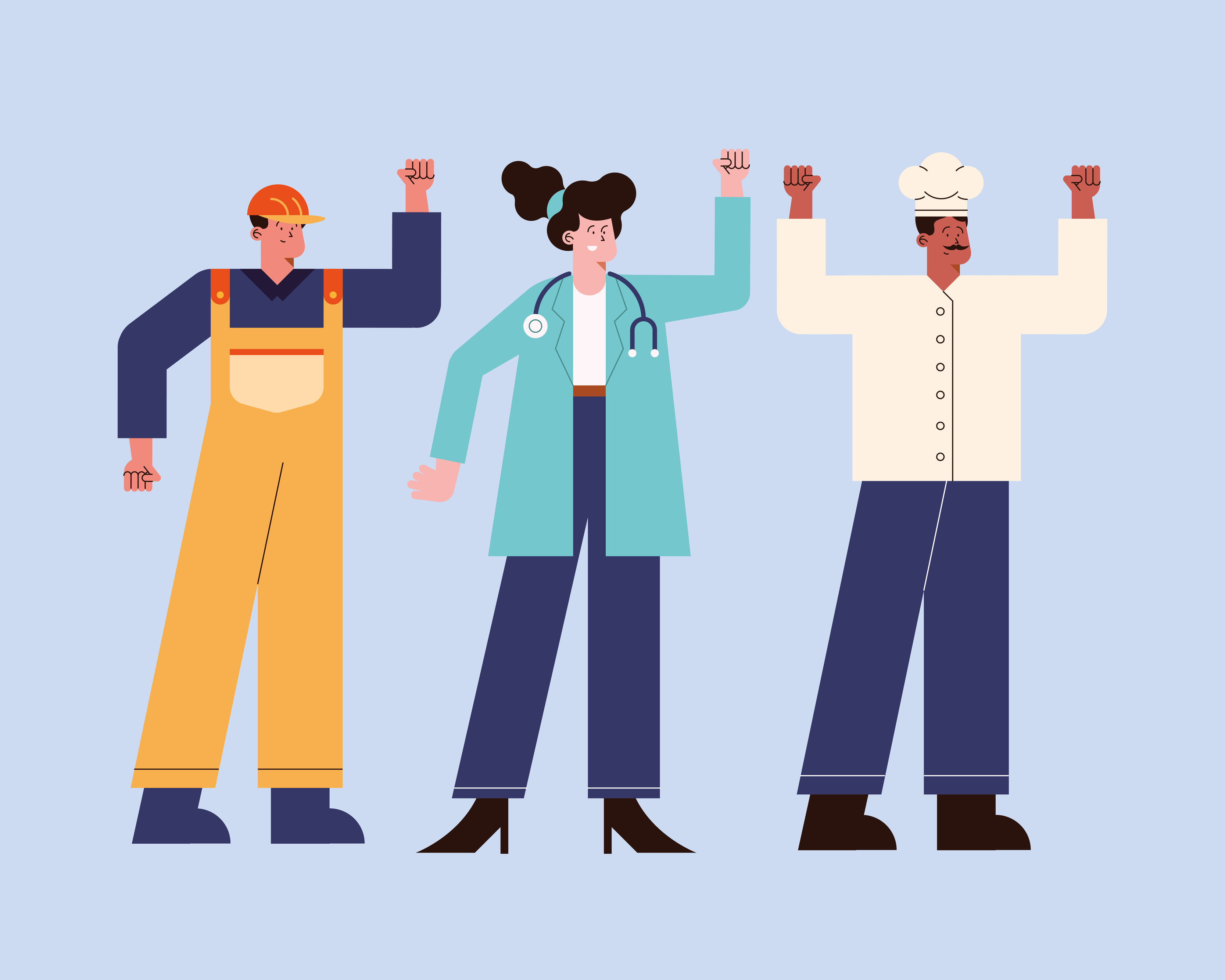 three professionals workers 3821484 Vector Art at Vecteezy