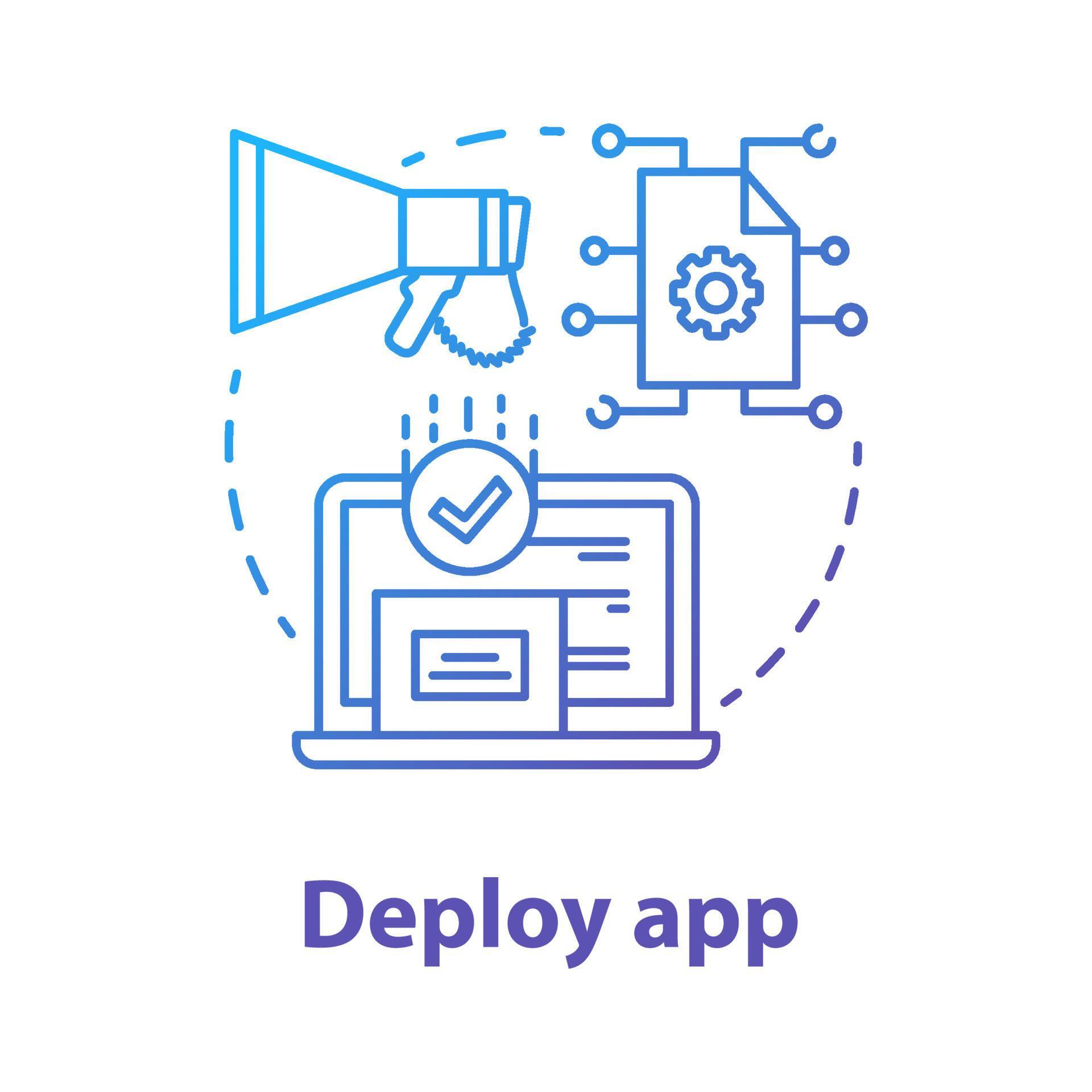 Deploy app concept icon. Software development tools idea thin line ...