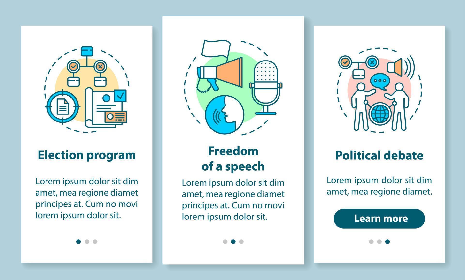 Elections onboarding mobile app page screen with linear concepts ...