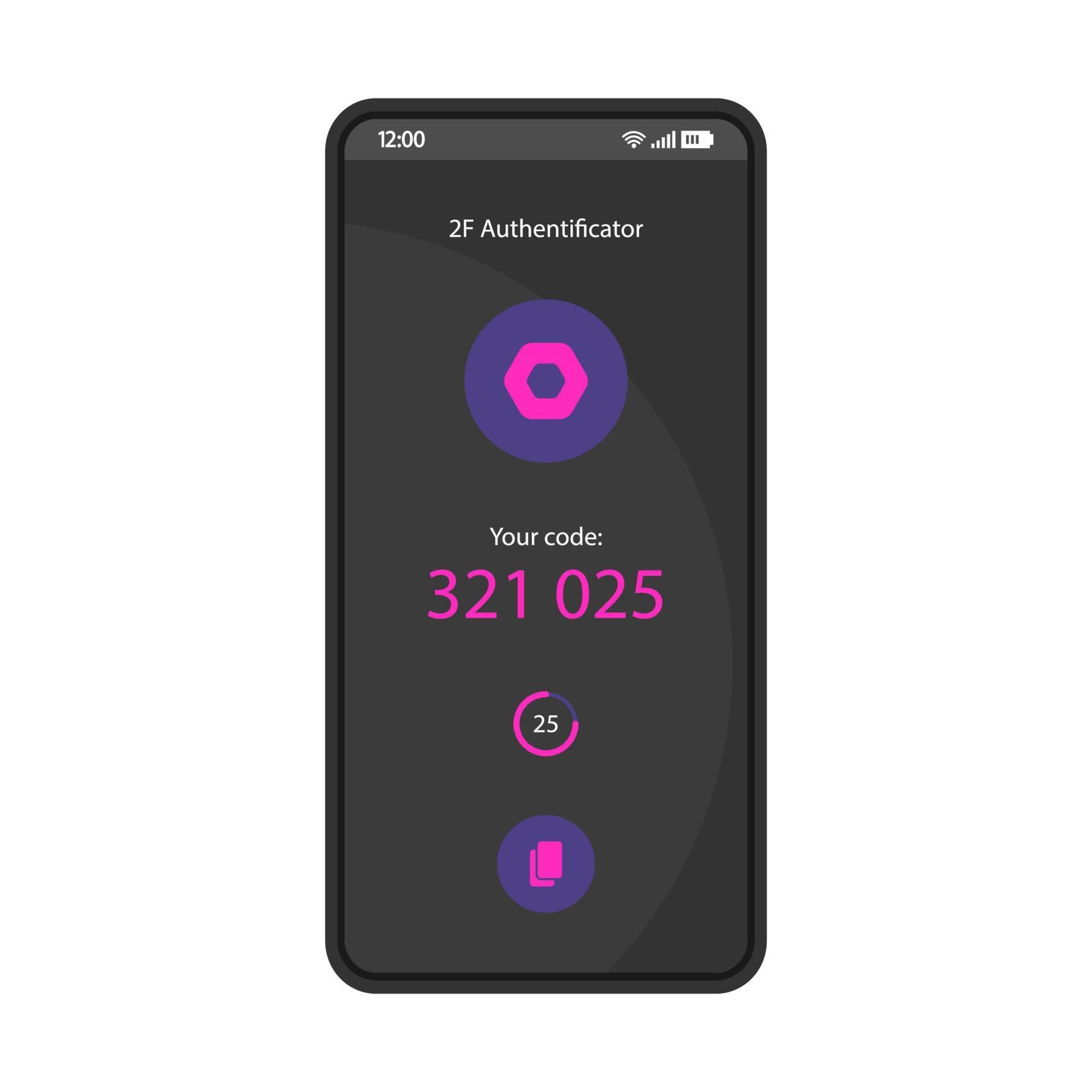2F authenticator smartphone interface vector template. Mobile security ...