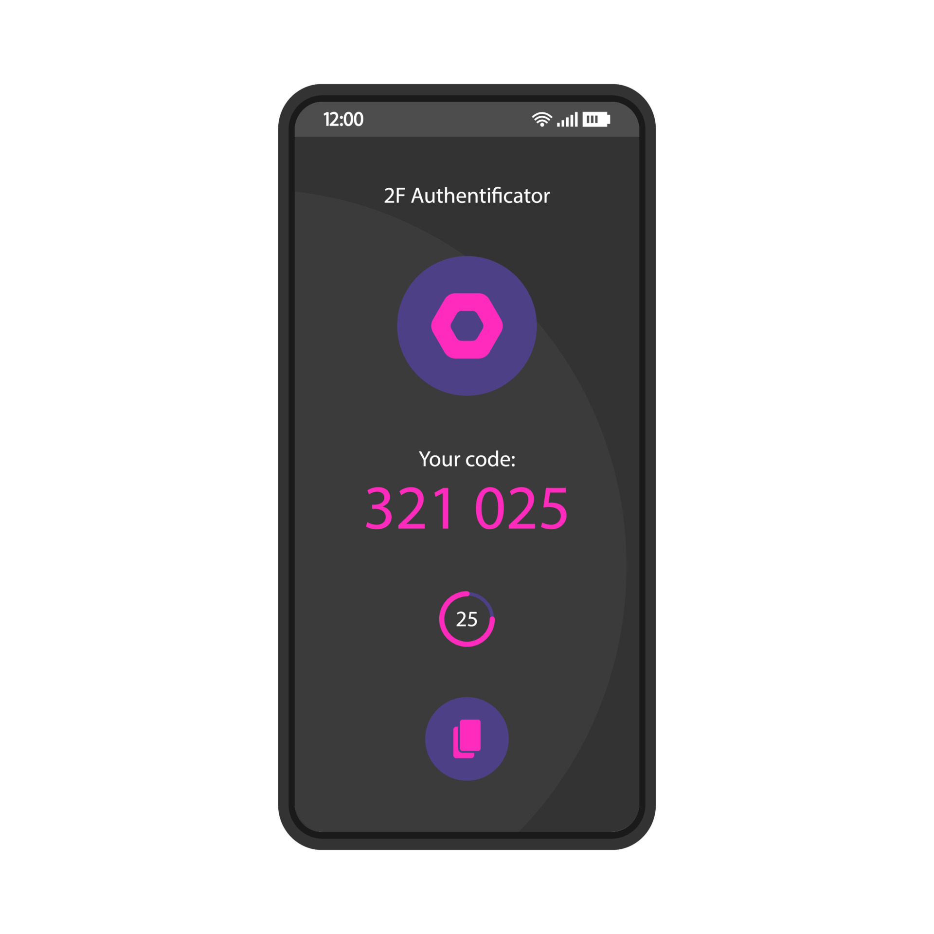 2F authenticator smartphone interface vector template. Mobile security ...