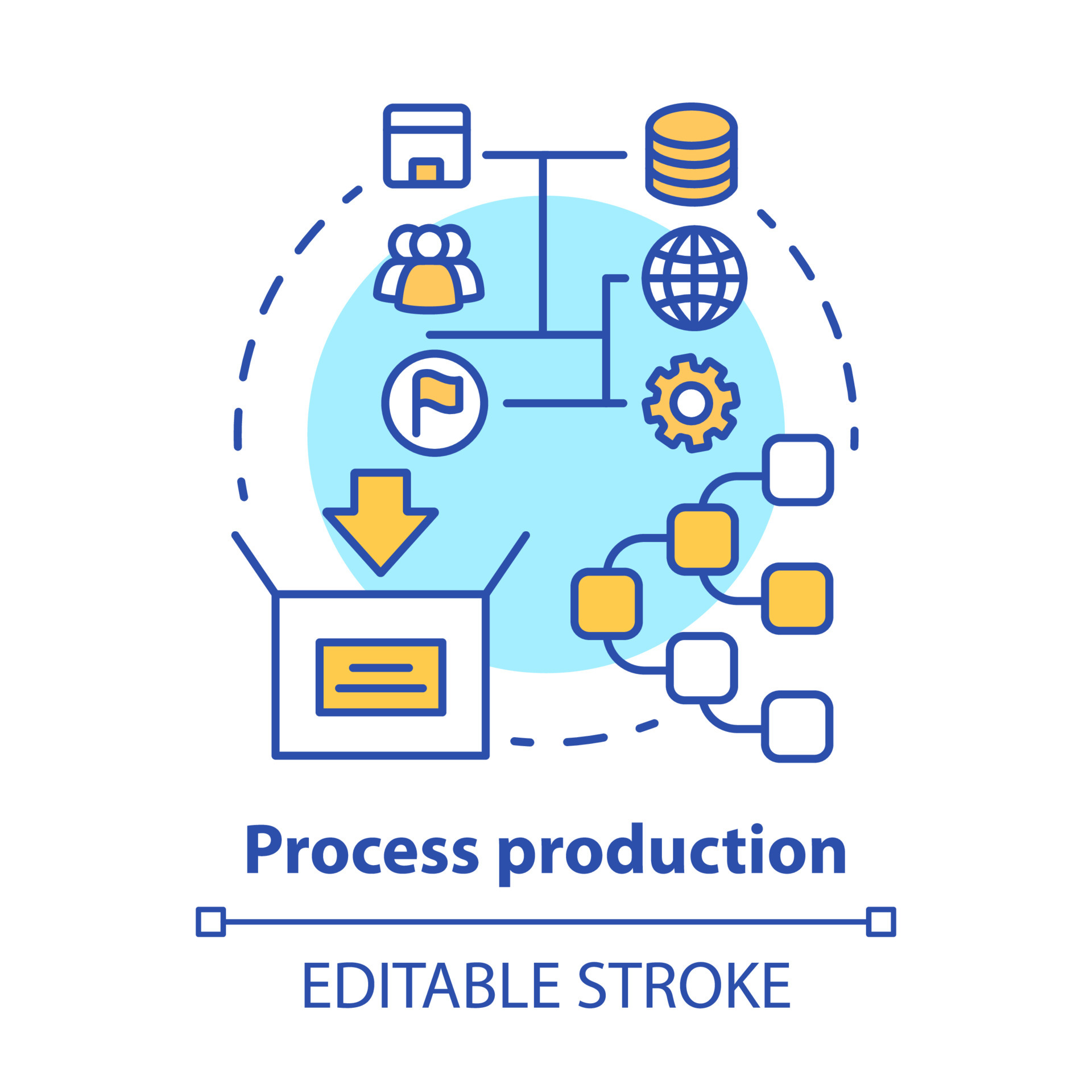Process production concept icon. Manufacturing operations management ...