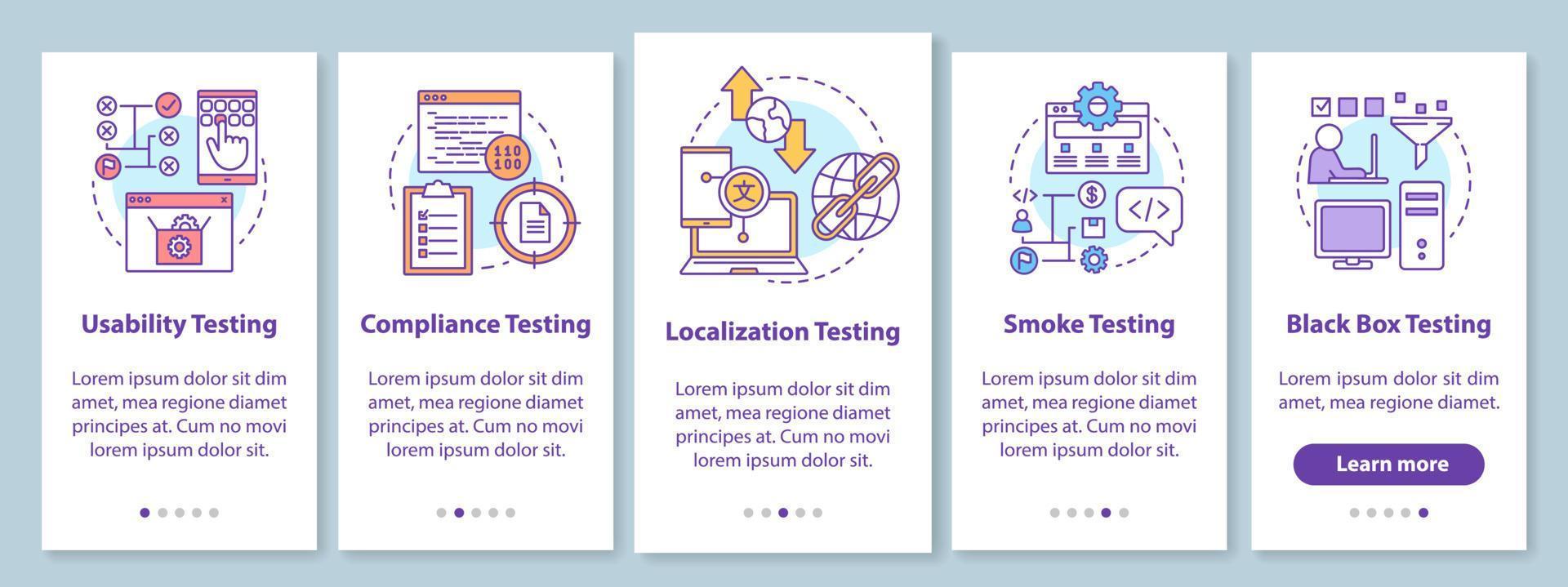 Non Functional Software Testing Onboarding Mobile App Page Screen With