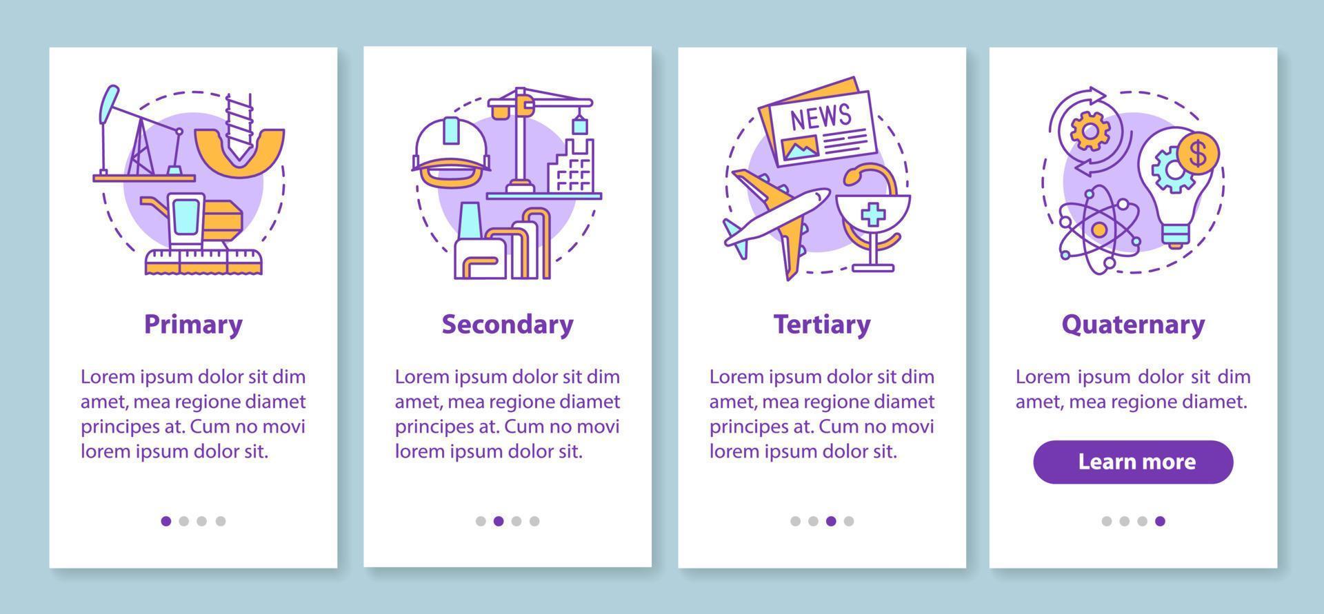 Manufacturing Process Onboarding Mobile App Page Screen With Linear