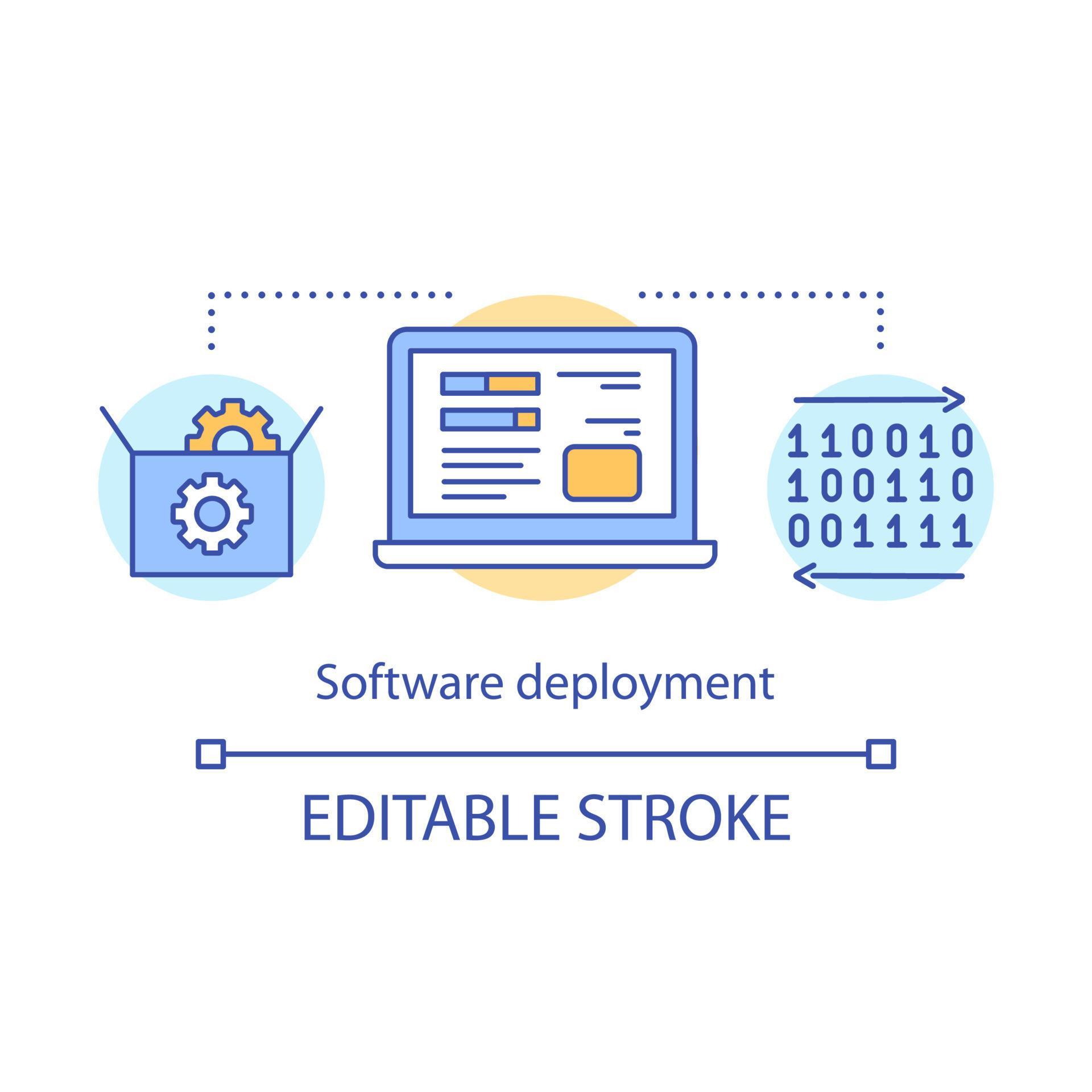 Software deployment concept icon. Application setup and support ...