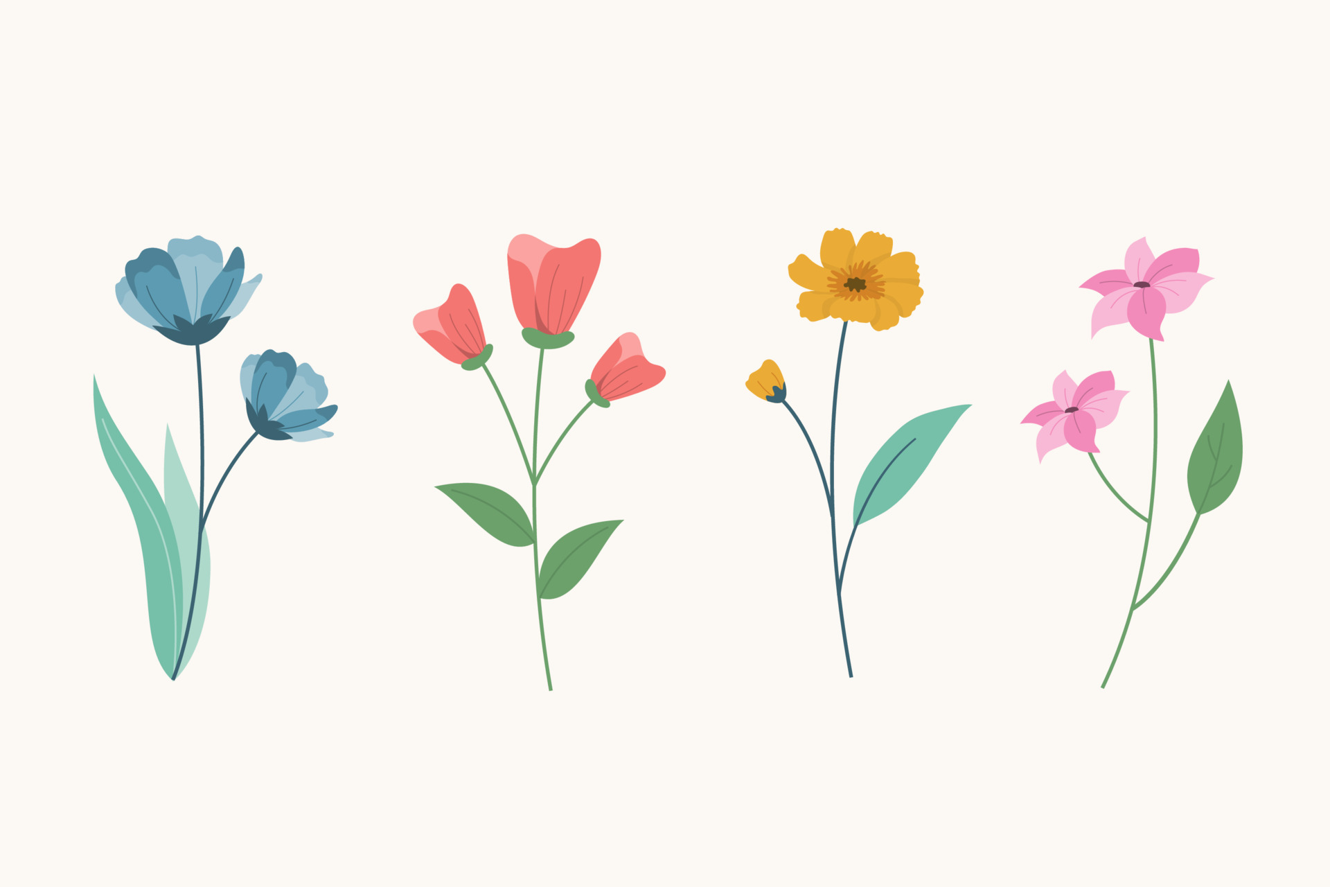 Spring flower in flat design collection 3853883 Vector Art at Vecteezy